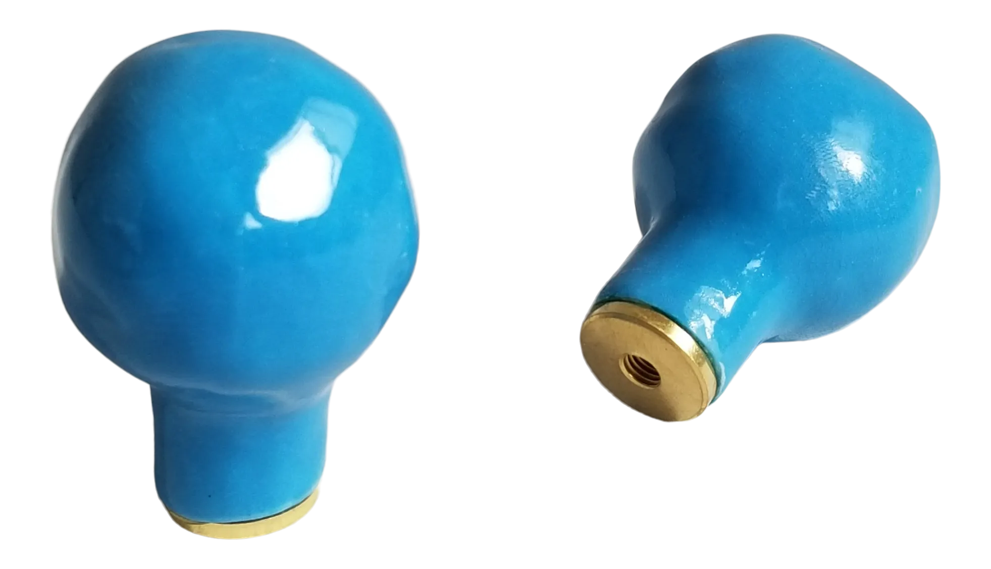 Large Modern Blue Ceramic Finials - a Pair | Chairish