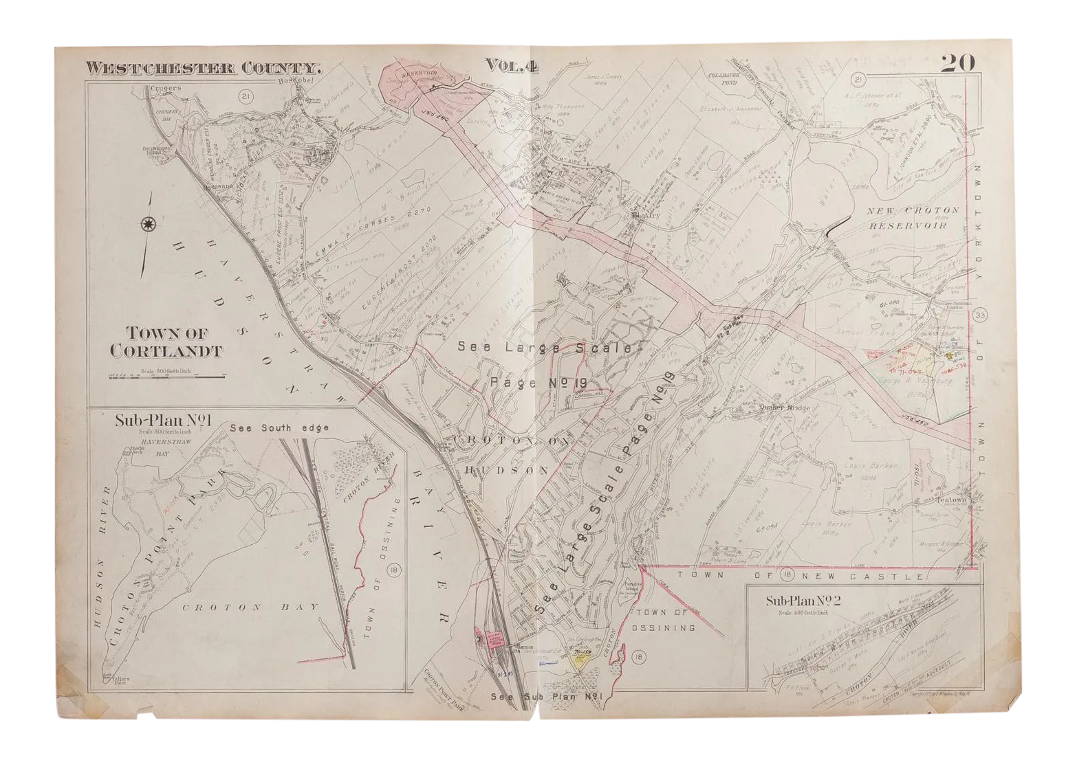 Vintage Hopkins Map of Croton on Hudson NY And Cortlandt | Chairish
