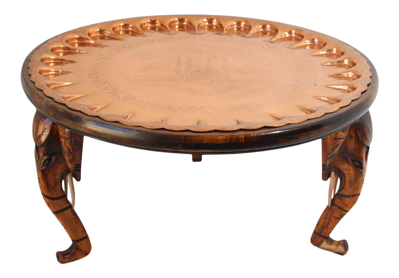 Moorish Turkish Copper Tray Table | Chairish