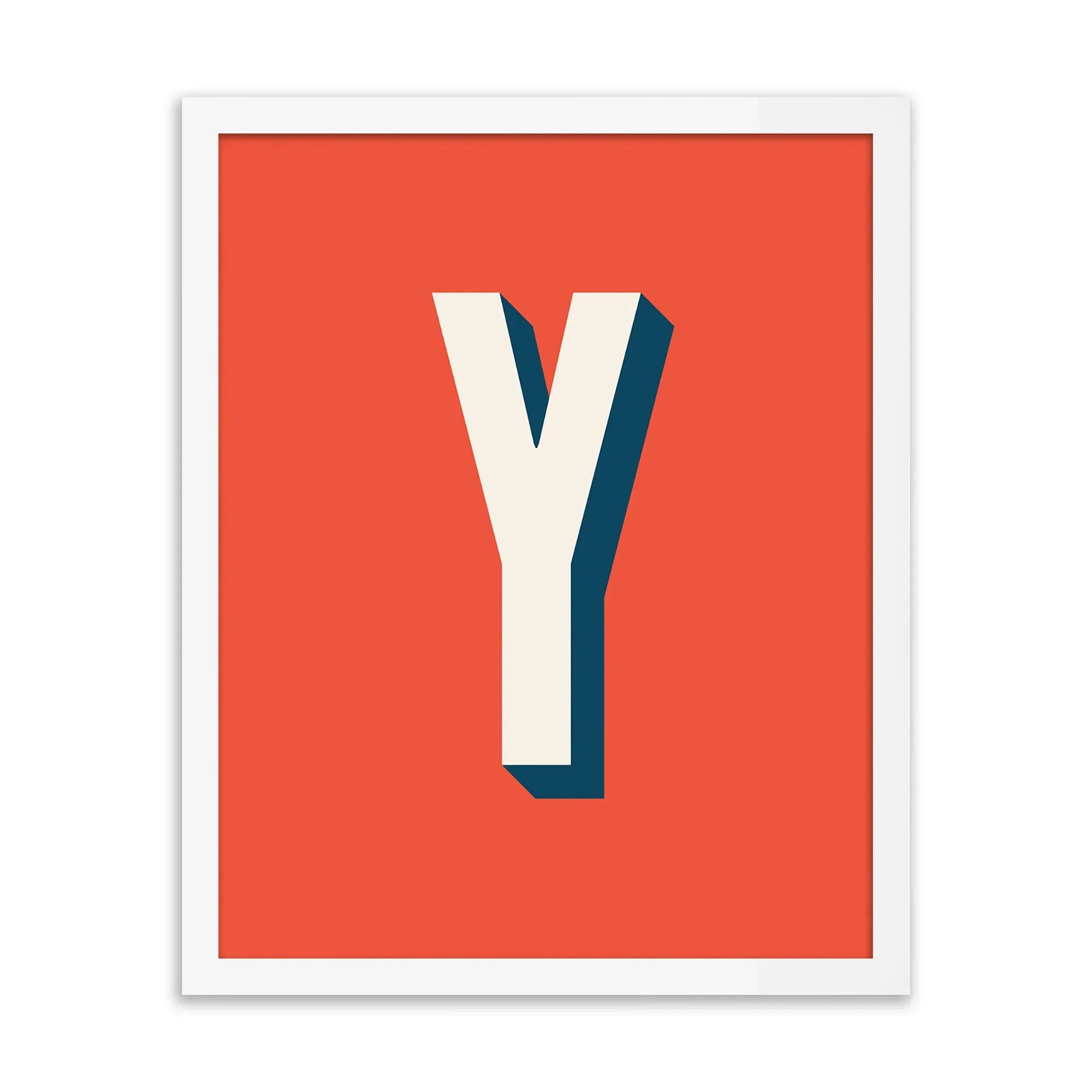 Alphabet Series in Red, Letter Y by Pencil & Paper in White Frame, XS ...