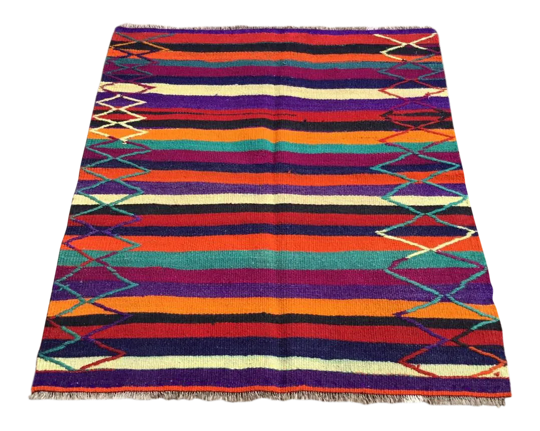 Small Bohemian Kilim Rug - 39" X 44" | Chairish