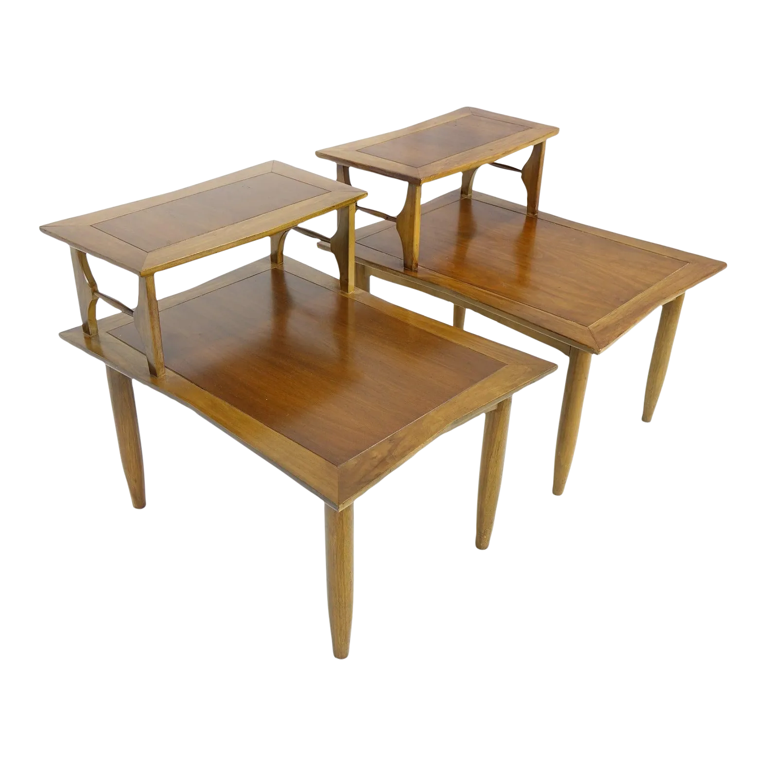 Pair of 2-Tier Mid Century Modern End Tables Attributed to Lubberts ...