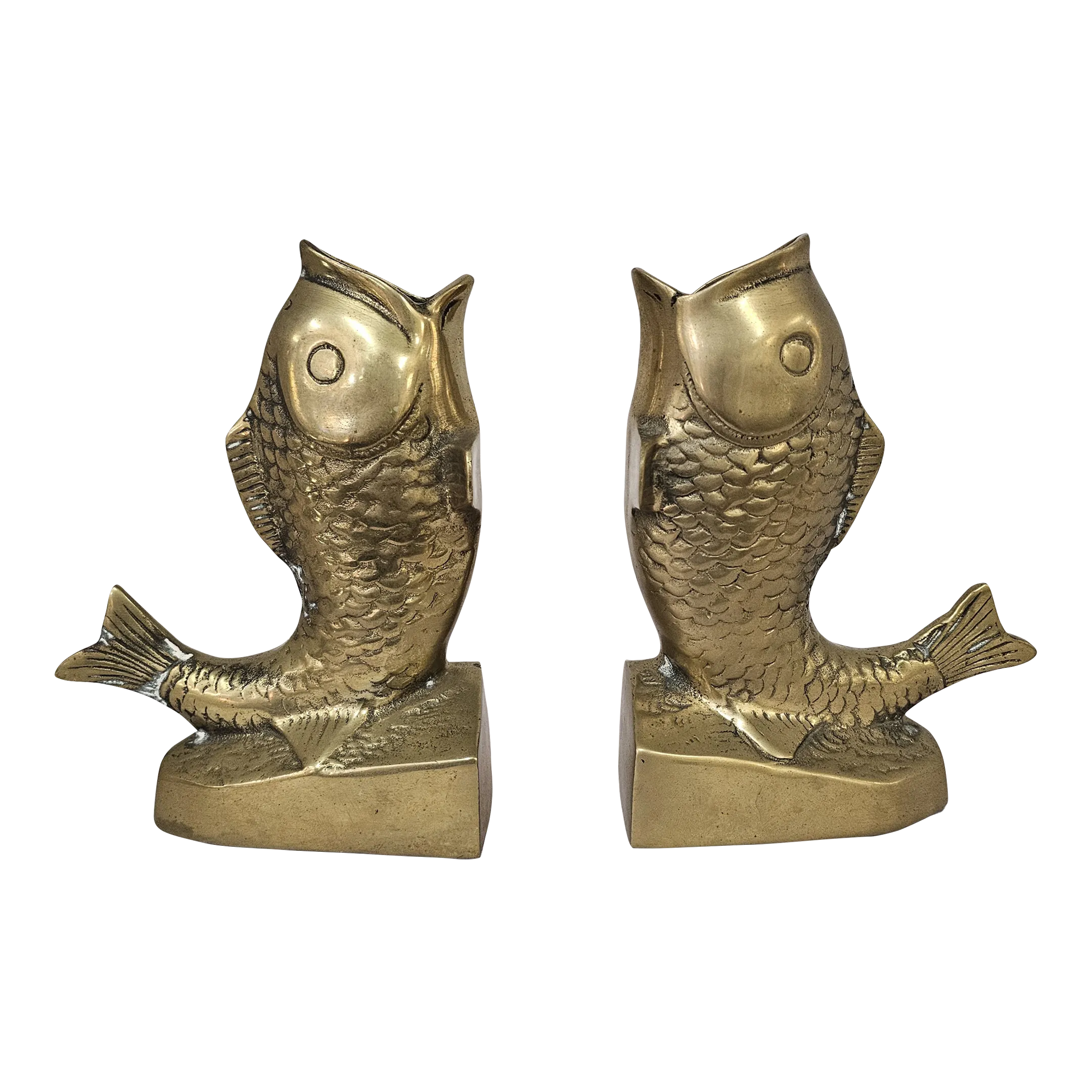 70’s Mid Century Modern Brass Fish Bookends - a Pair | Chairish