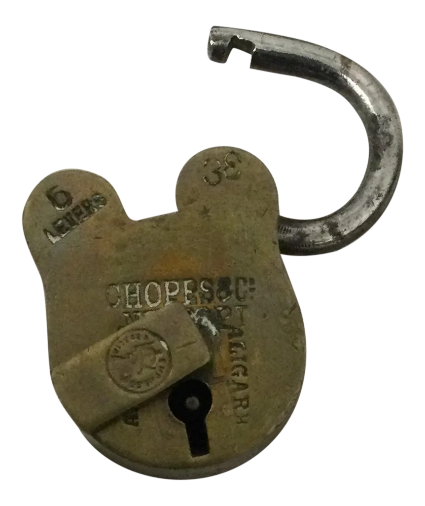 Antique Brass Chopps & Co. Lock With Key | Chairish
