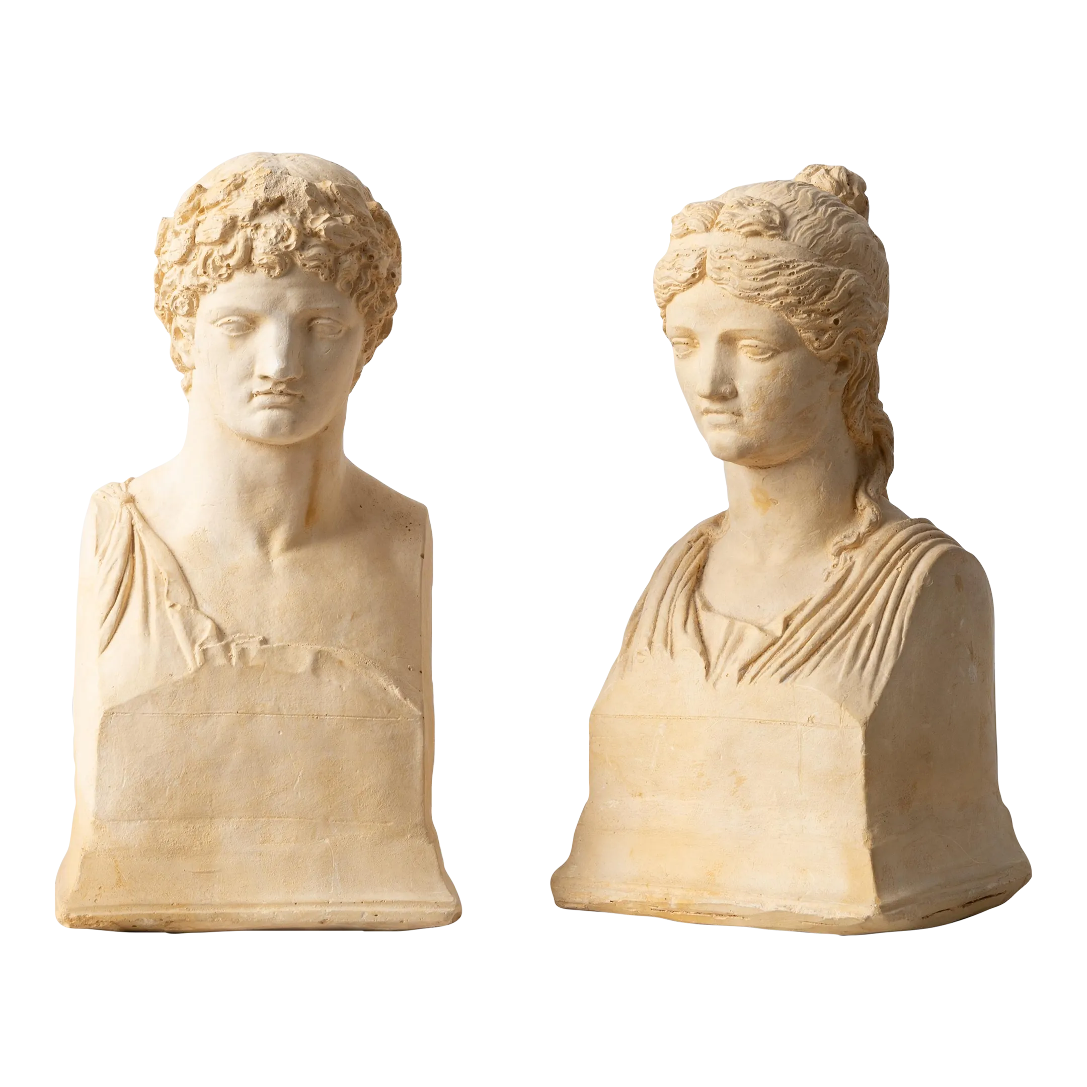 Apollo and Diana Plaster Busts | Chairish