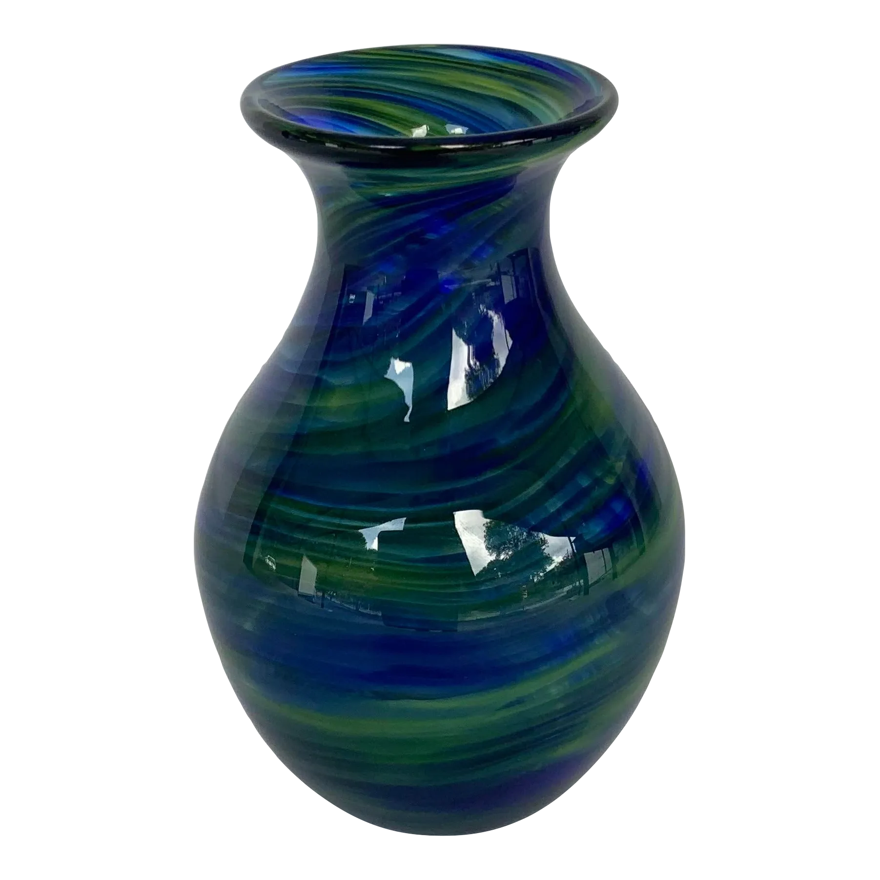 Modern Blue And Green Swirl Art Glass Vase Chairish