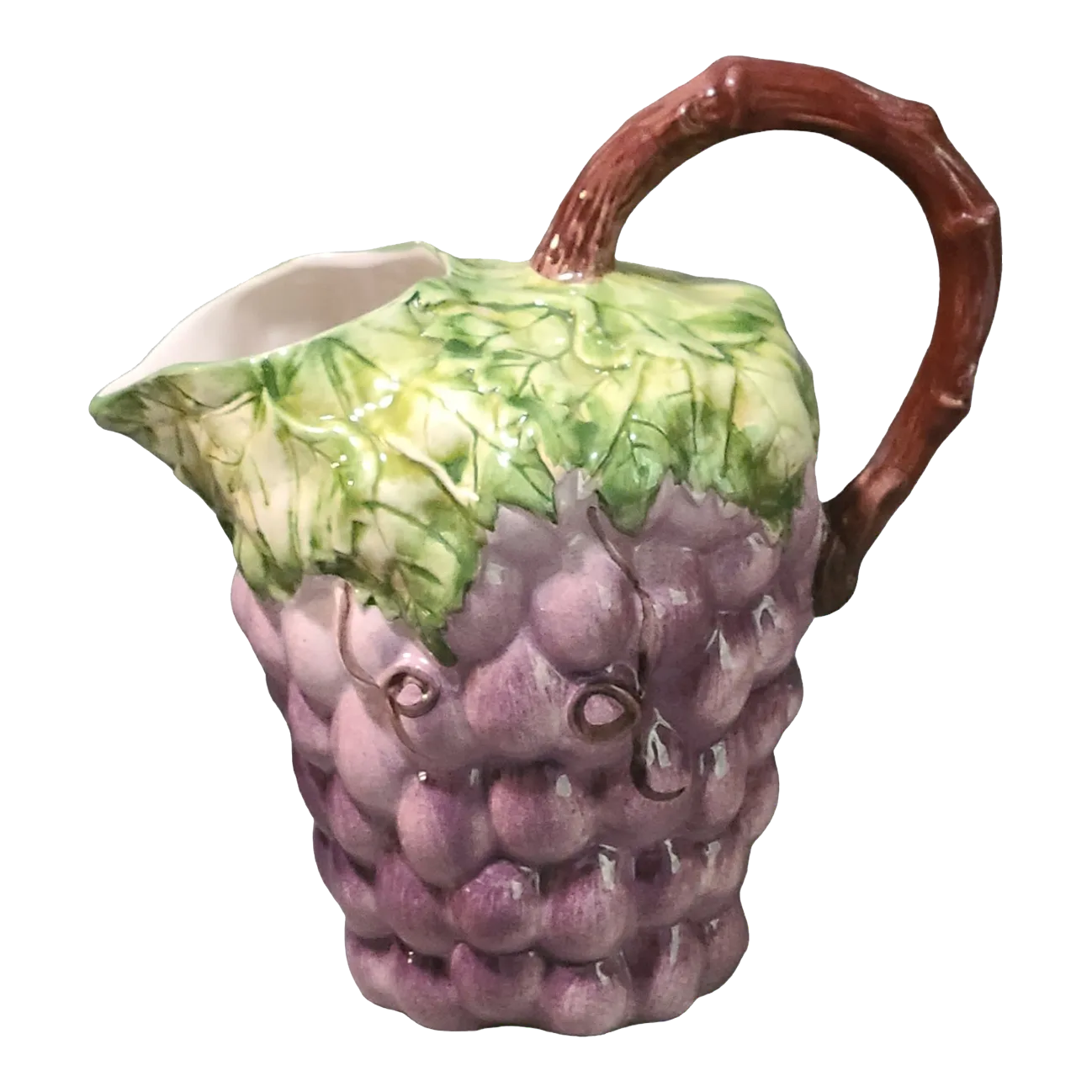 Vintage Pottery Grape Pattern Pitcher, Made in Portugal | Chairish