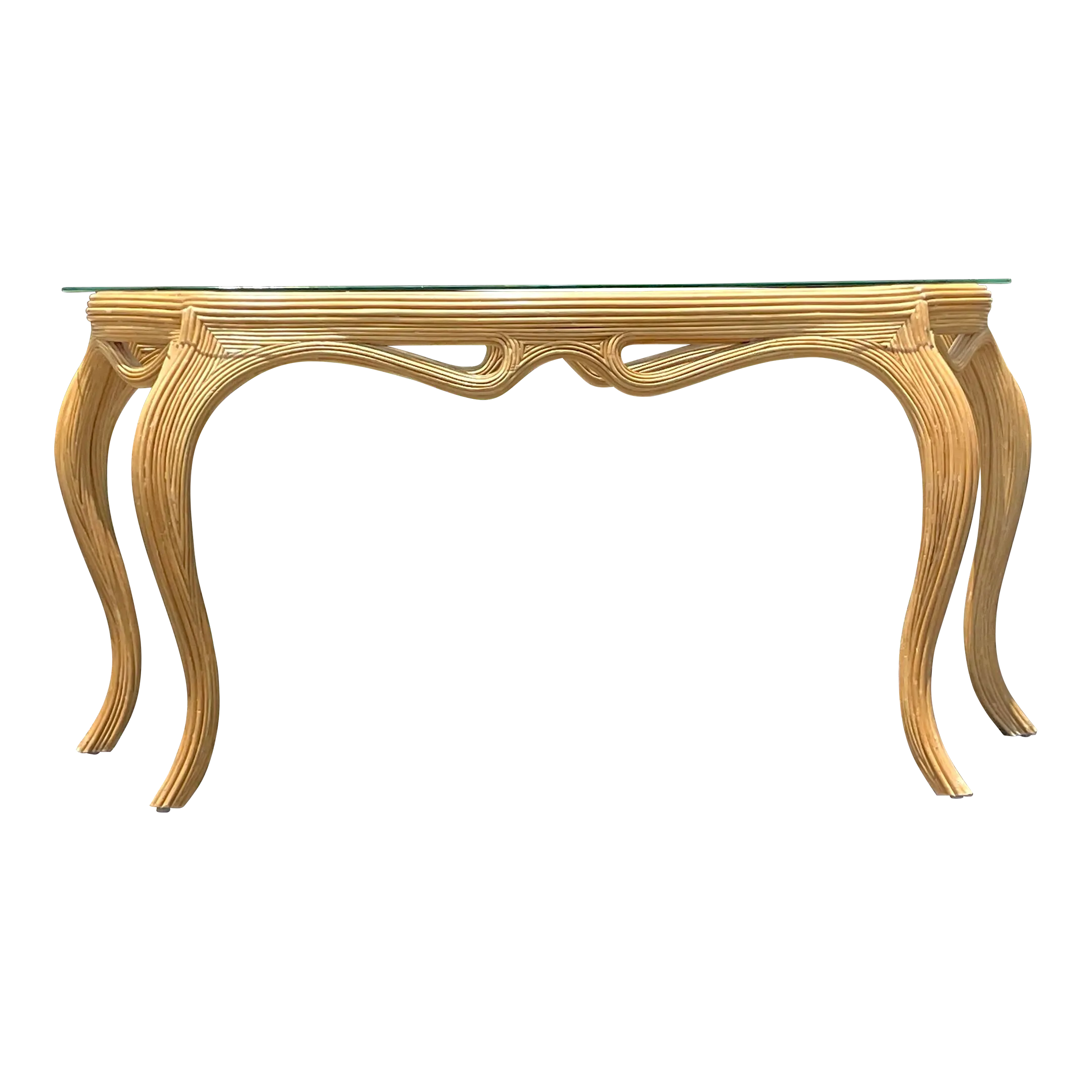 Mid 20th Century Vintage Coastal Pencil Reed Console Table | Chairish