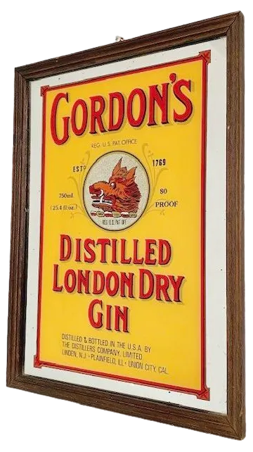 Vintage Gordon's London Dry Gin Mirror, 1970s | Chairish