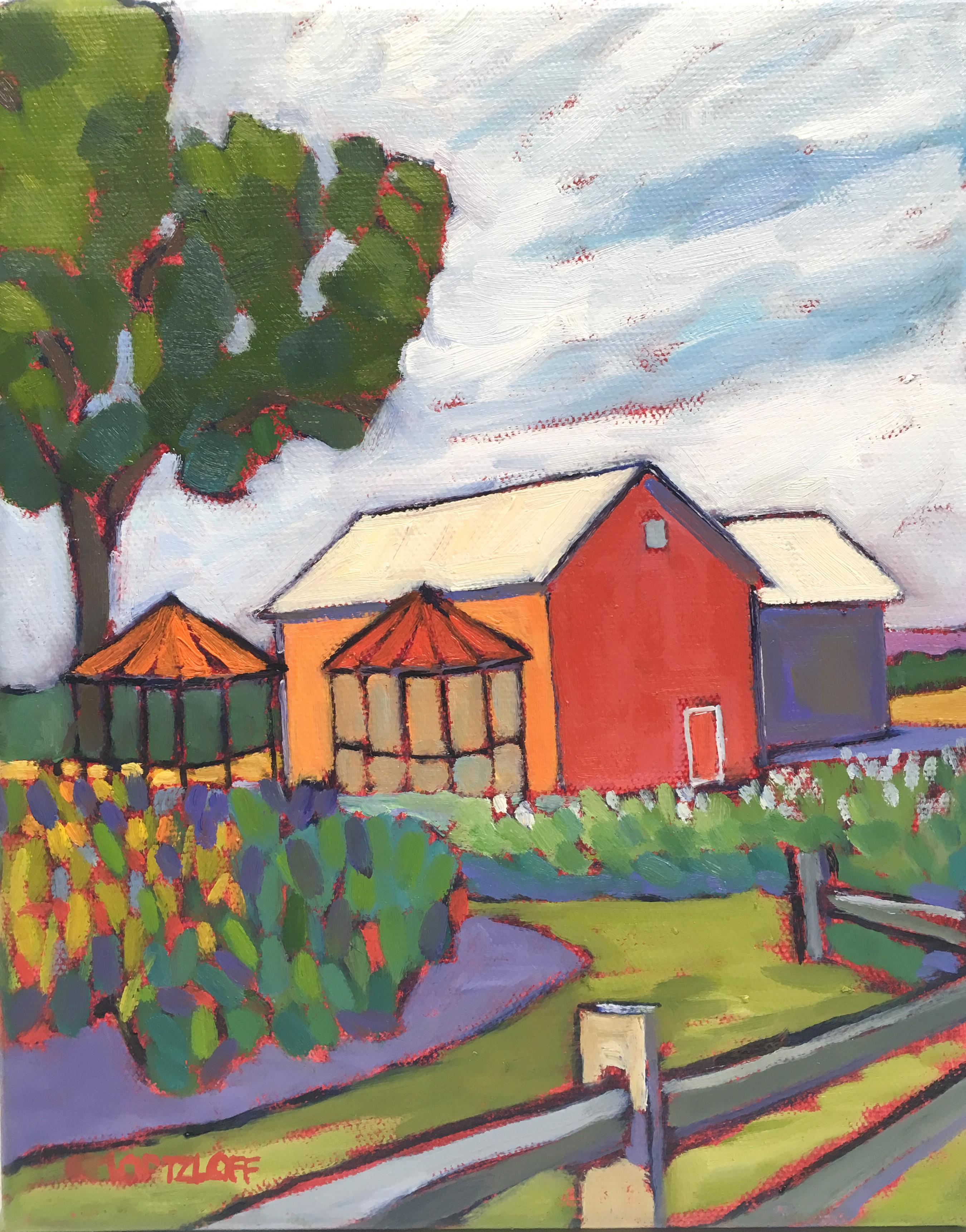 "The Red Barn" Contemporary Expressionist Farm Landscape Oil Painting ...
