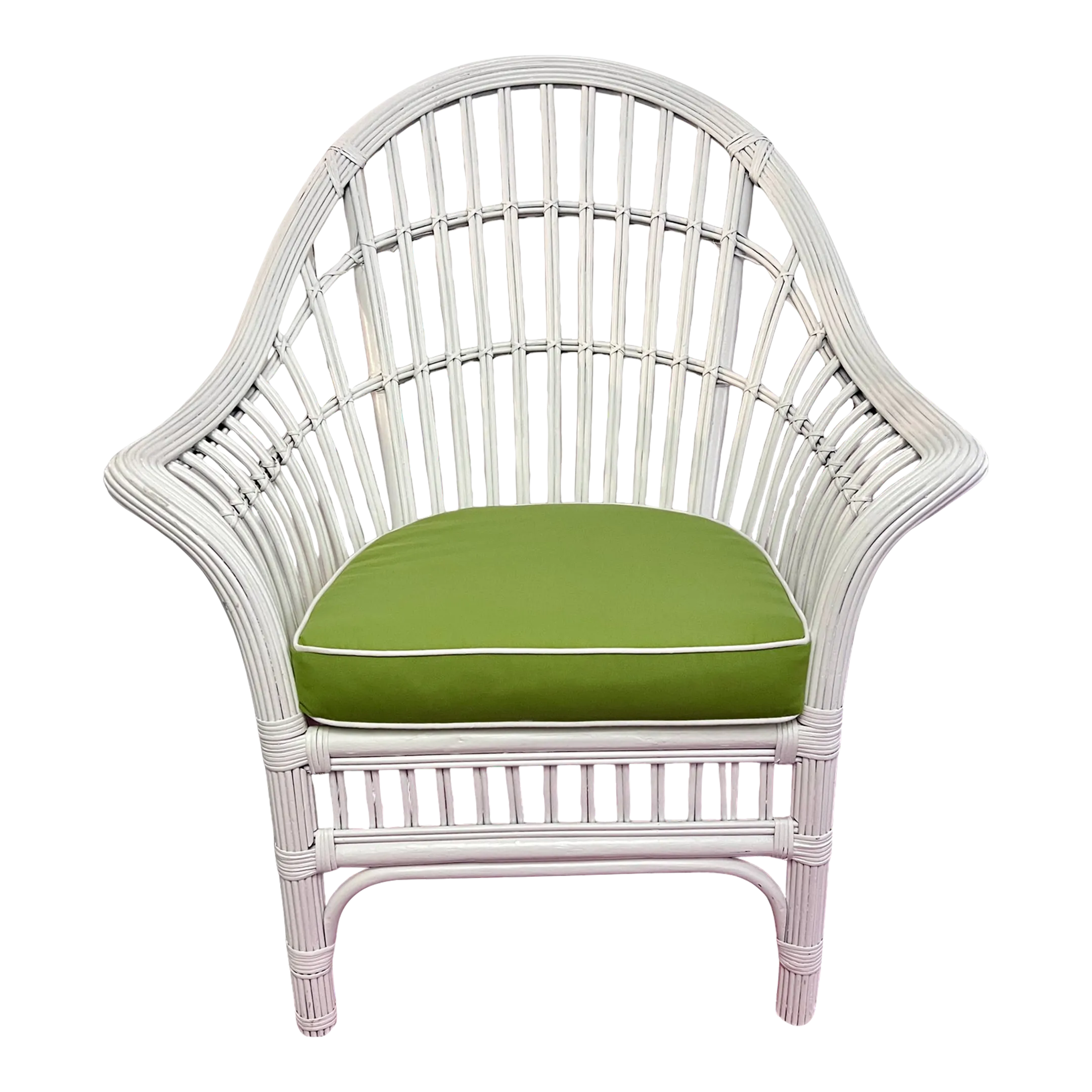 White Rattan Fan Chair | Chairish