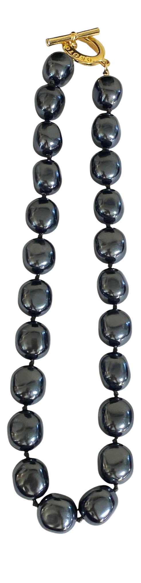Vintage Oroton Large Gray Faux Pearls Necklace 17 Long