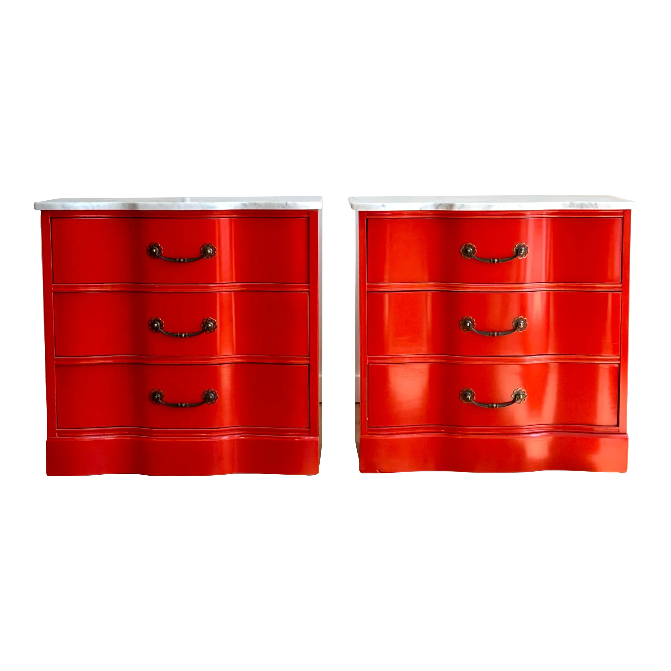 Marble Top Red Serpentine Chests, a Pair | Chairish