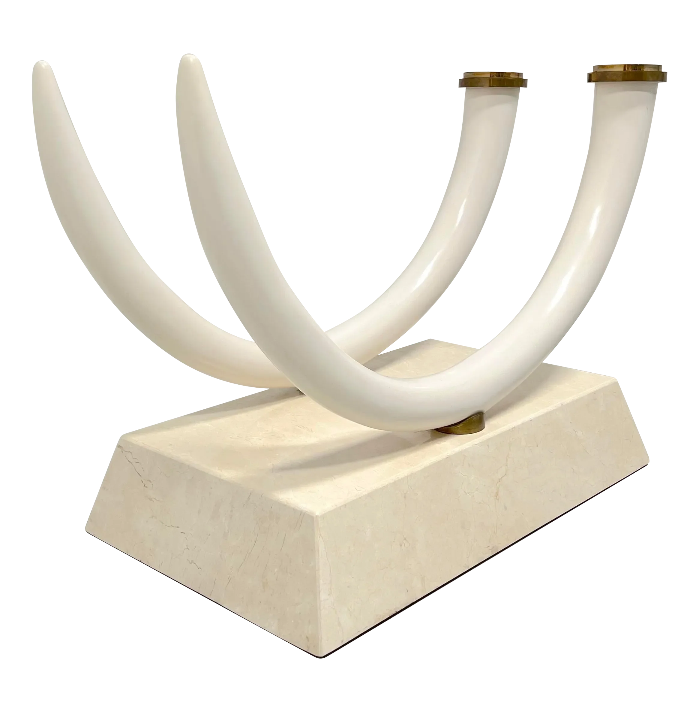 1980's Travertine Faux Elephant Tusks Dining Table Pedestal Base | Chairish