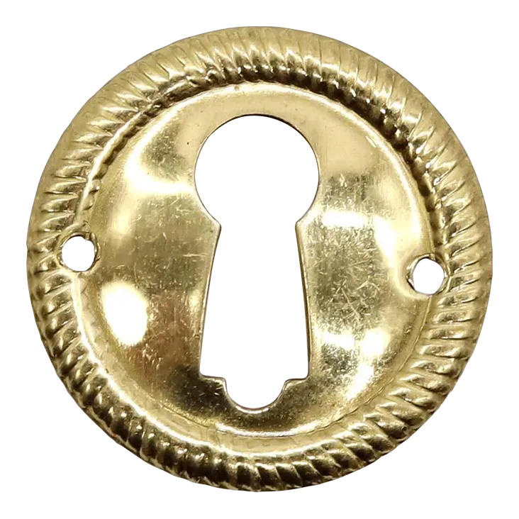 Vintage 1 In. Polished Brass Coiled Edge Door Keyhole Cover | Chairish