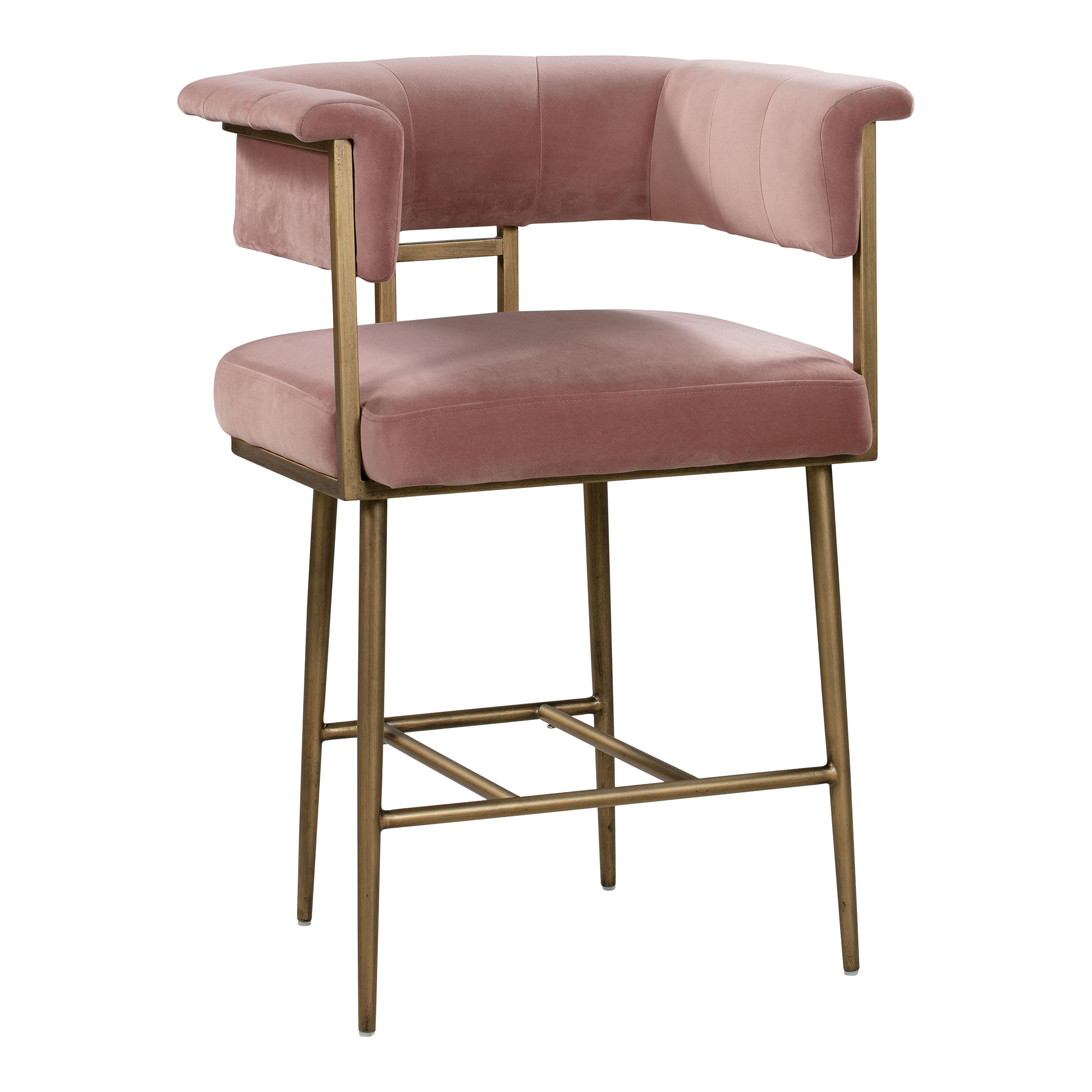 Astrid Blush Velvet Counter Stool | Chairish