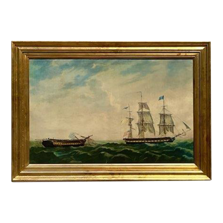 Vintage Classic Reproduction Painting of Sailboats | Chairish
