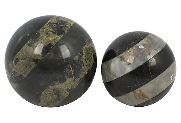 Mid-Century Marble Spheres - a Pair | Chairish