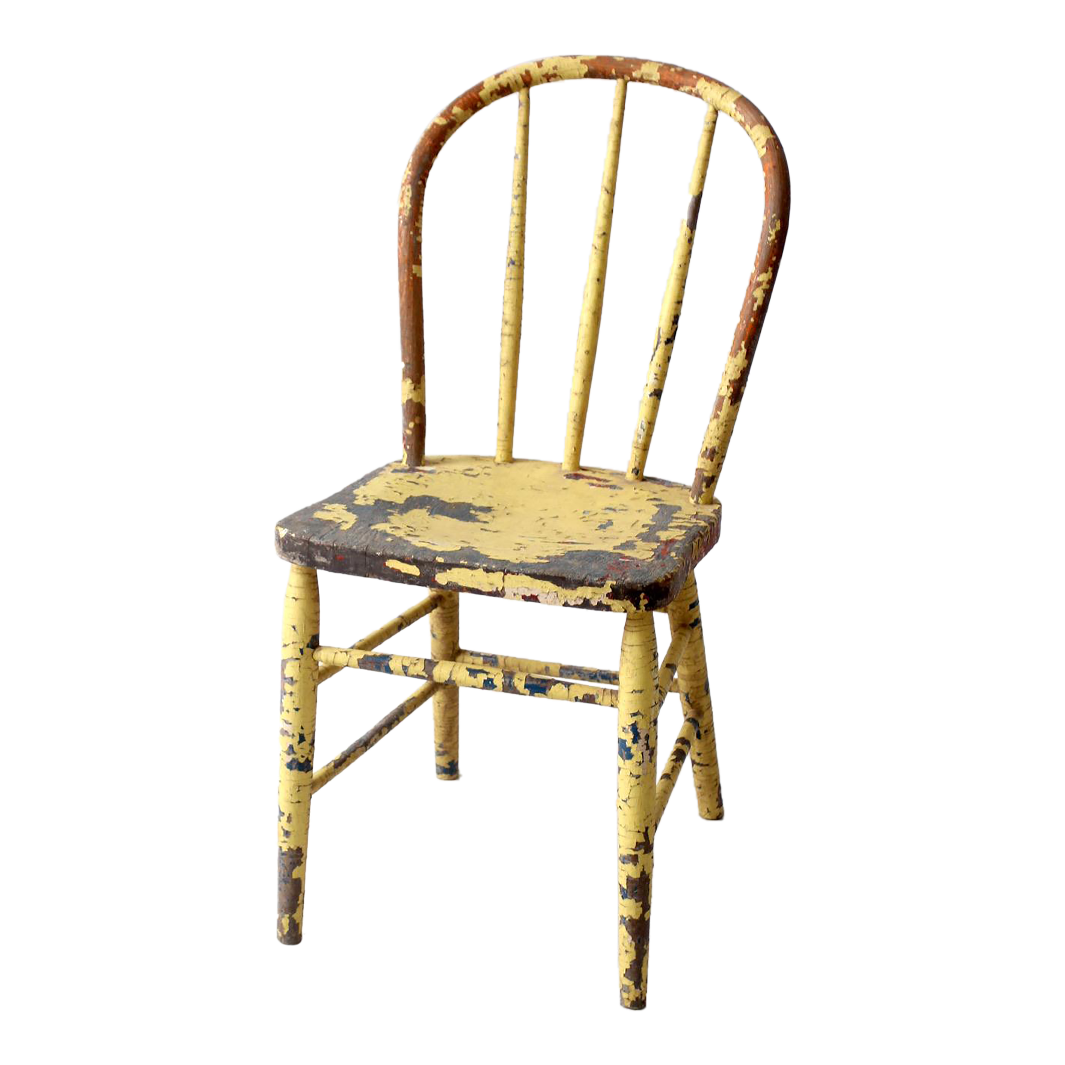Antique Chippy Paint Spindle Back Chair | Chairish