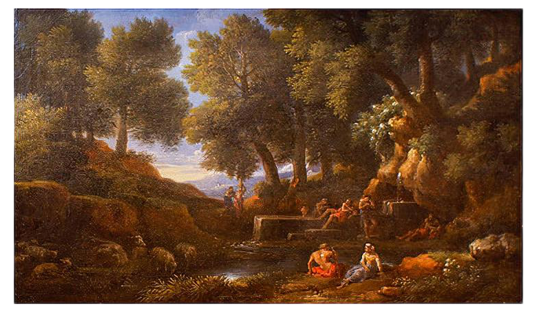 Wooden Landscape with Shepherds, Fountain and Flock - by Jan Frans van ...