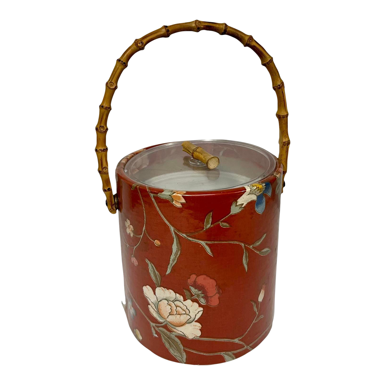 Vintage Chinoiserie Palm Beach Ice Bucket With Faux Bamboo Handle ...