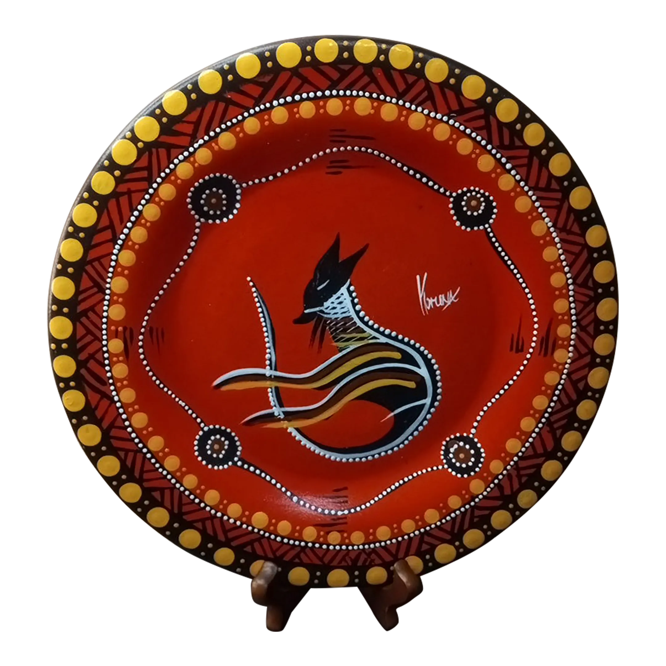 1970s Artist Signed Suzanne Koruna Aboriginal Folk Art Decorative Plate ...