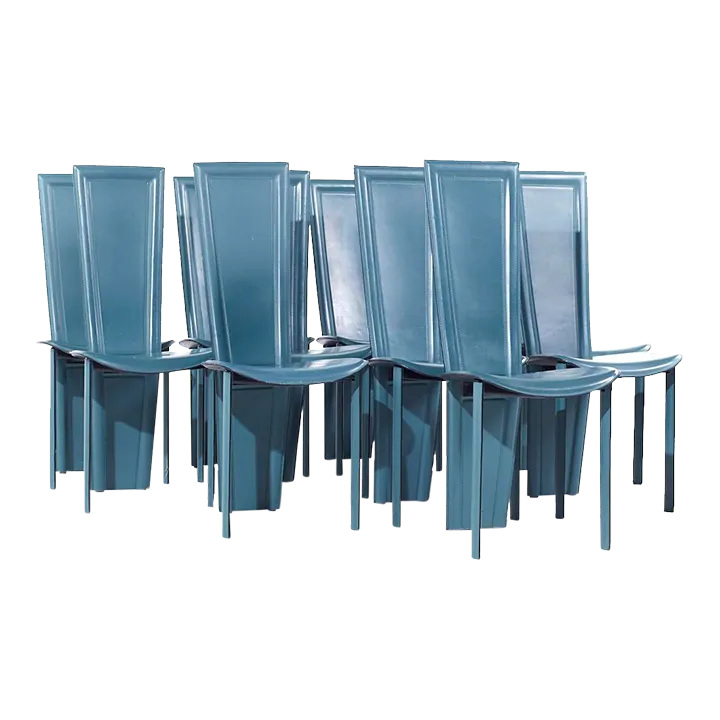 Quia Postmodern Italian Leather Dining Chairs - Set of 12 | Chairish