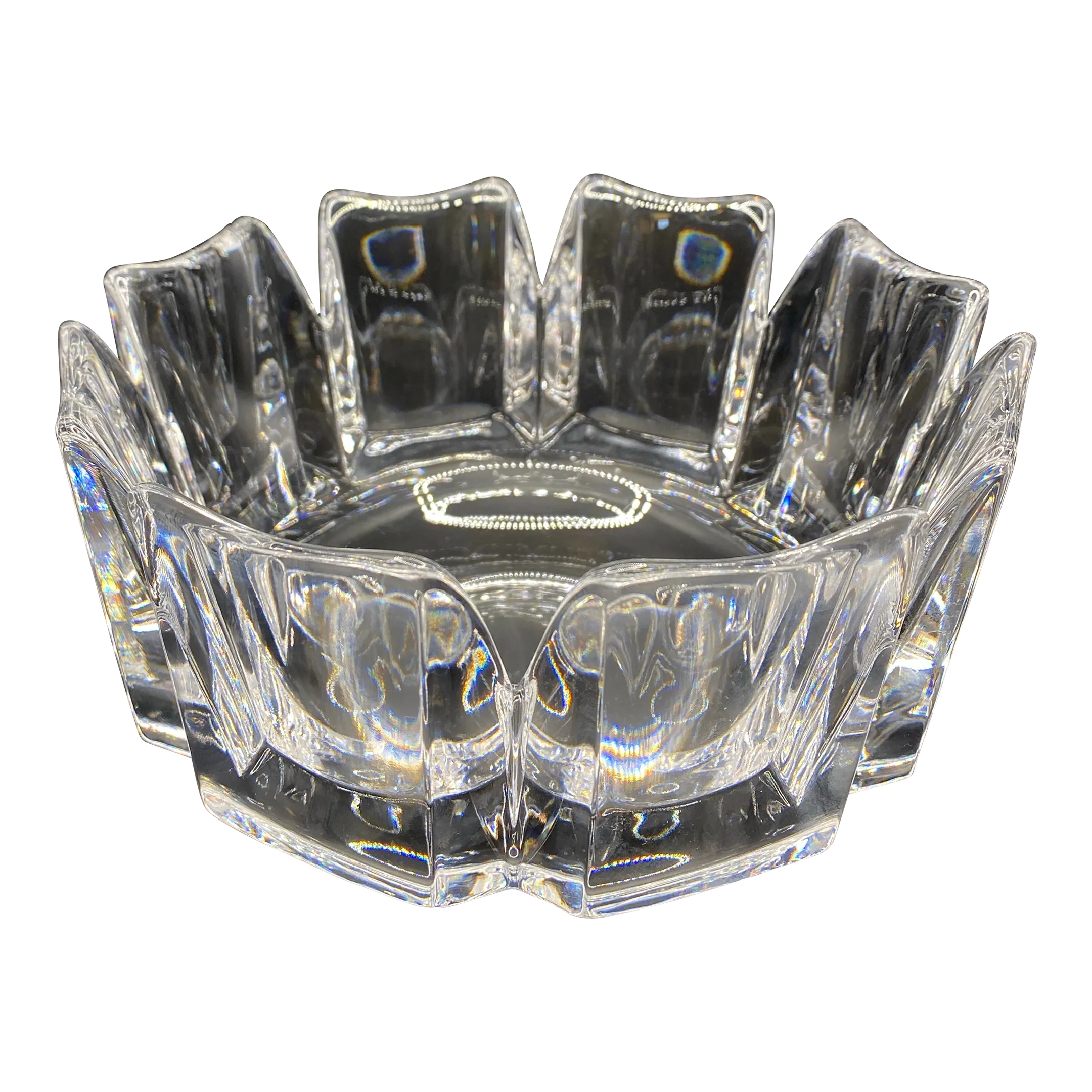 Mid 20th Century Orrefors Crystal Bowl Sweden Eight Leaf Signed ...