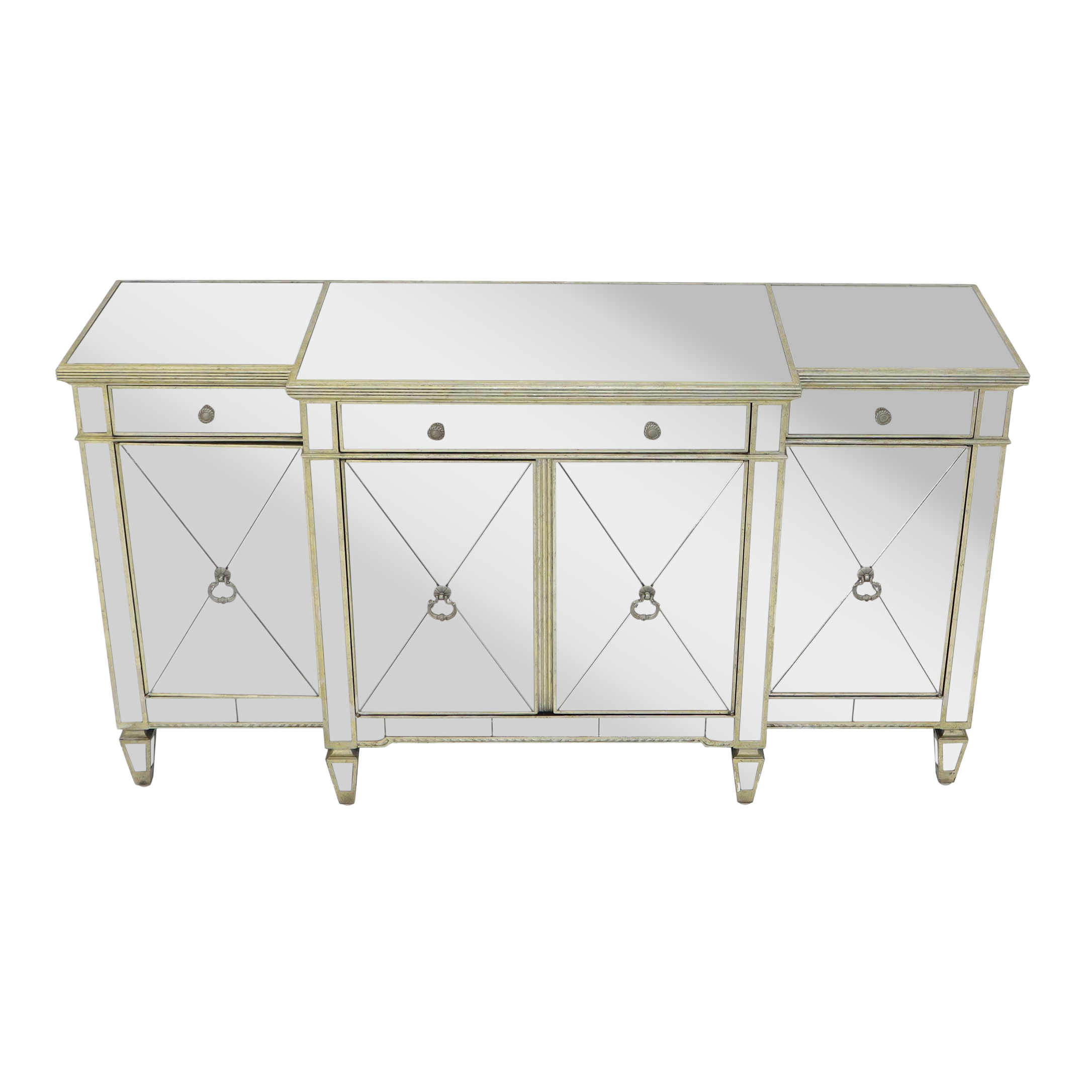 Mirrored Glass 4-Door Sideboard | Chairish