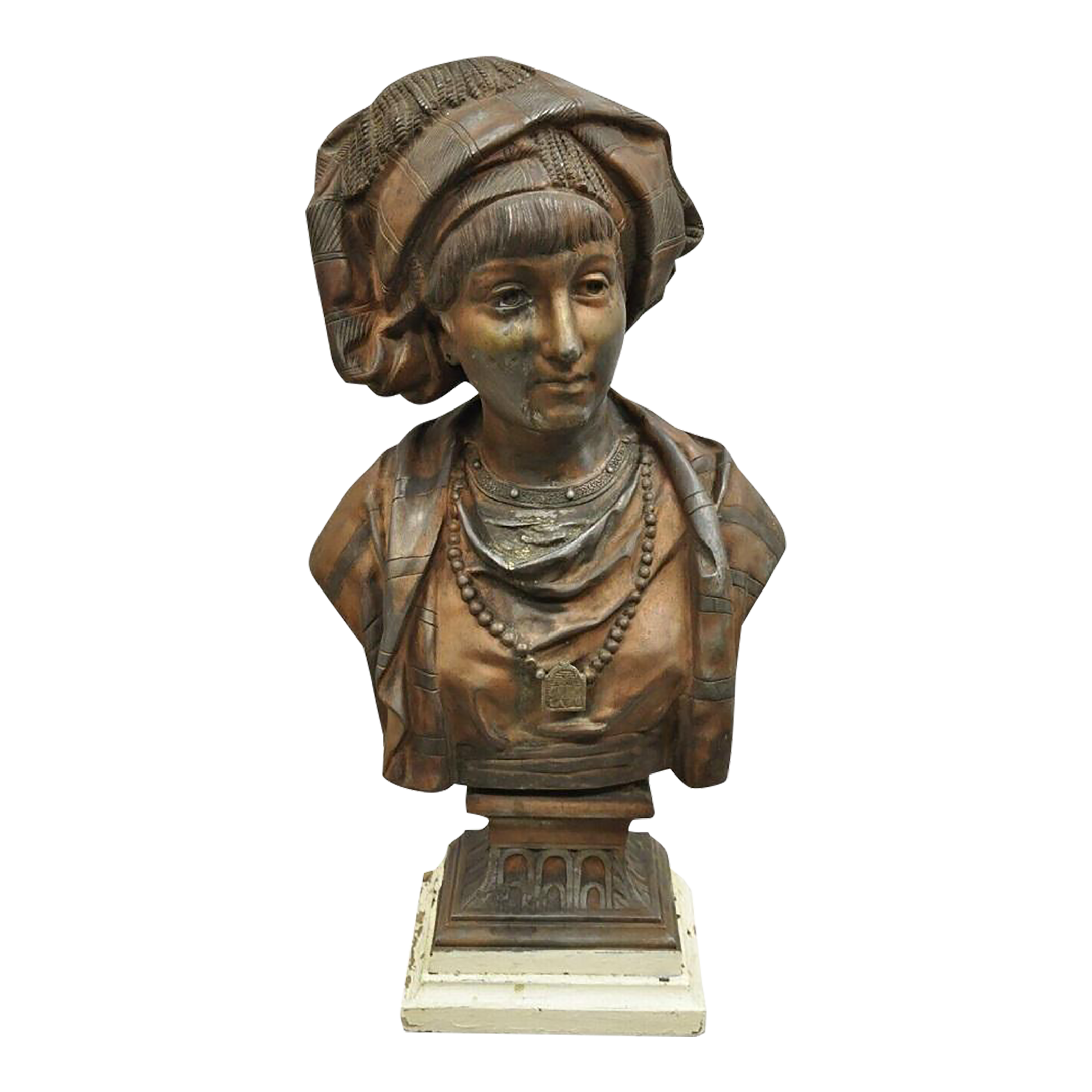 19th Century Antique E. Rousseau Cast Spelter Metal French Maiden Woman ...
