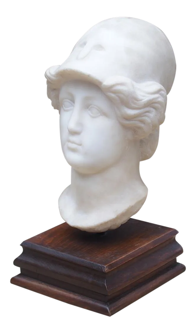 1800 Italian Marble Head on Wooden Base | Chairish