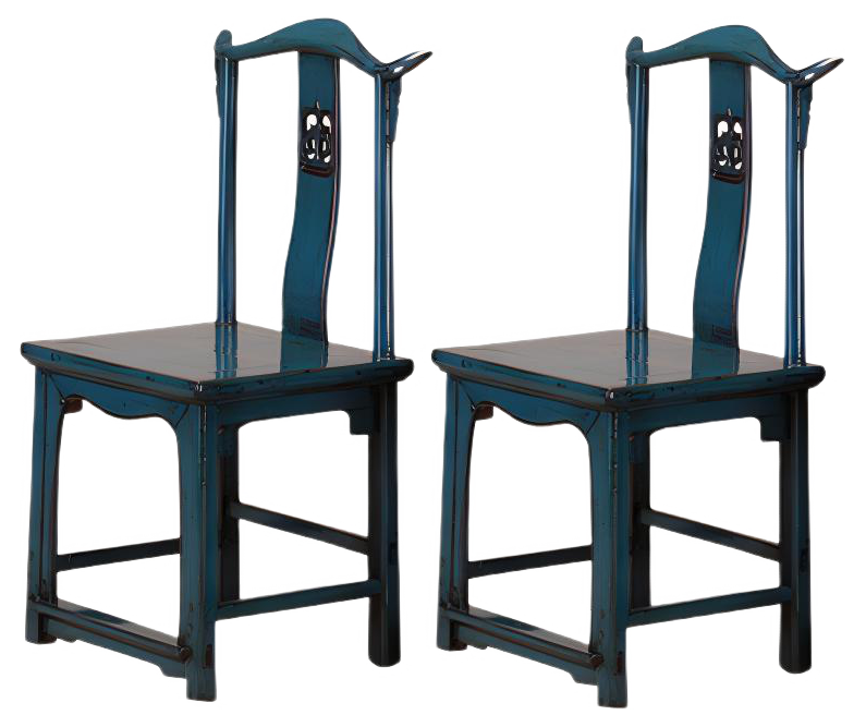 Blue Yoke Back Side Chairs, Set of 2 | Chairish