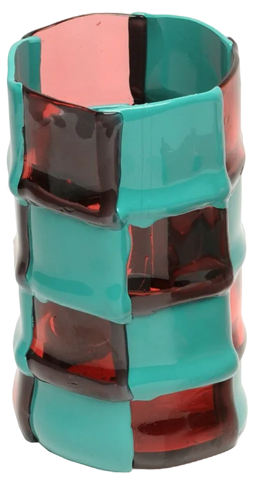 Bamboo Vase in Matt Ocean and Clear Light Fussia by Enzo Mari for Cosit ...