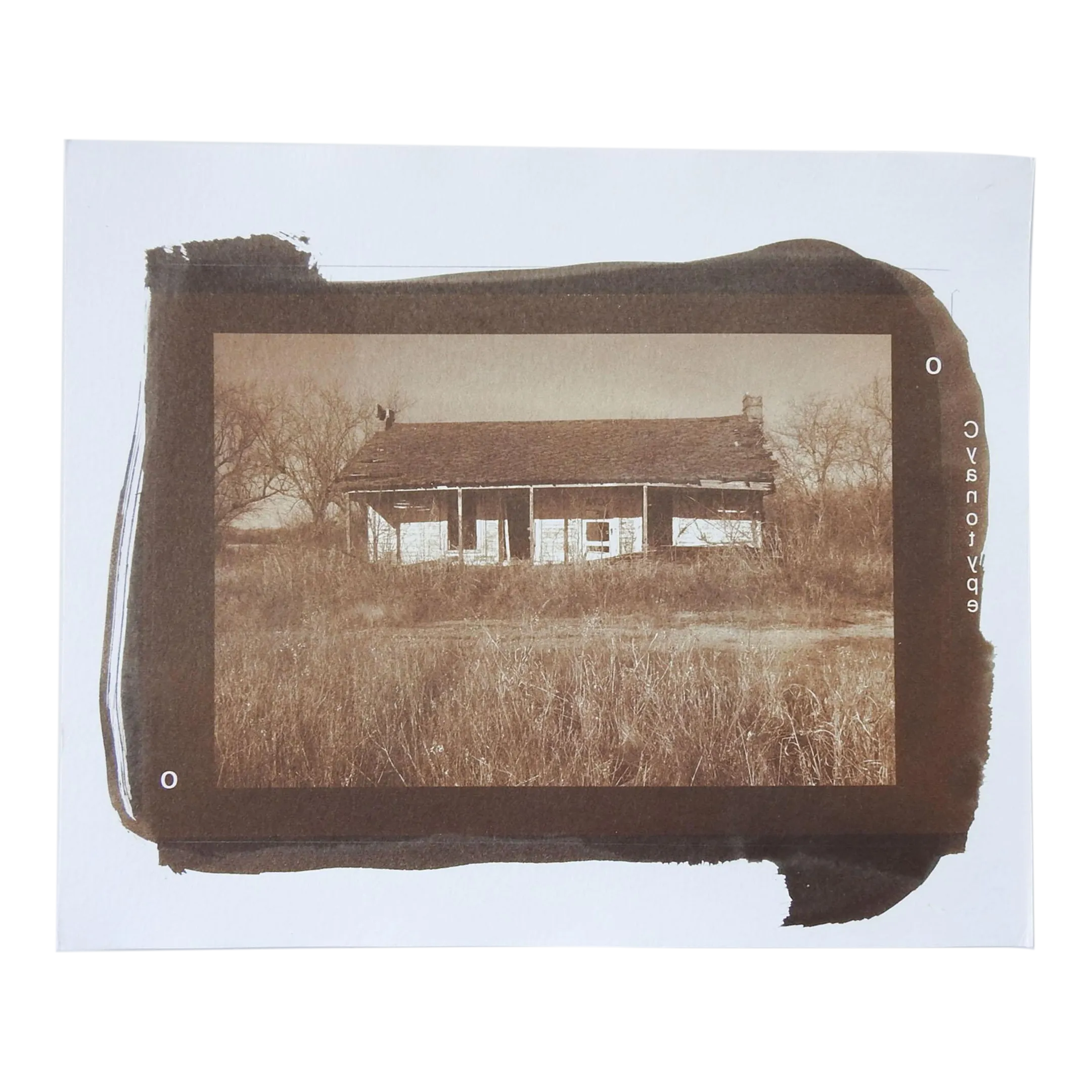 Vintage Cyanotype Old Farmhouse Sepia Photograph | Chairish