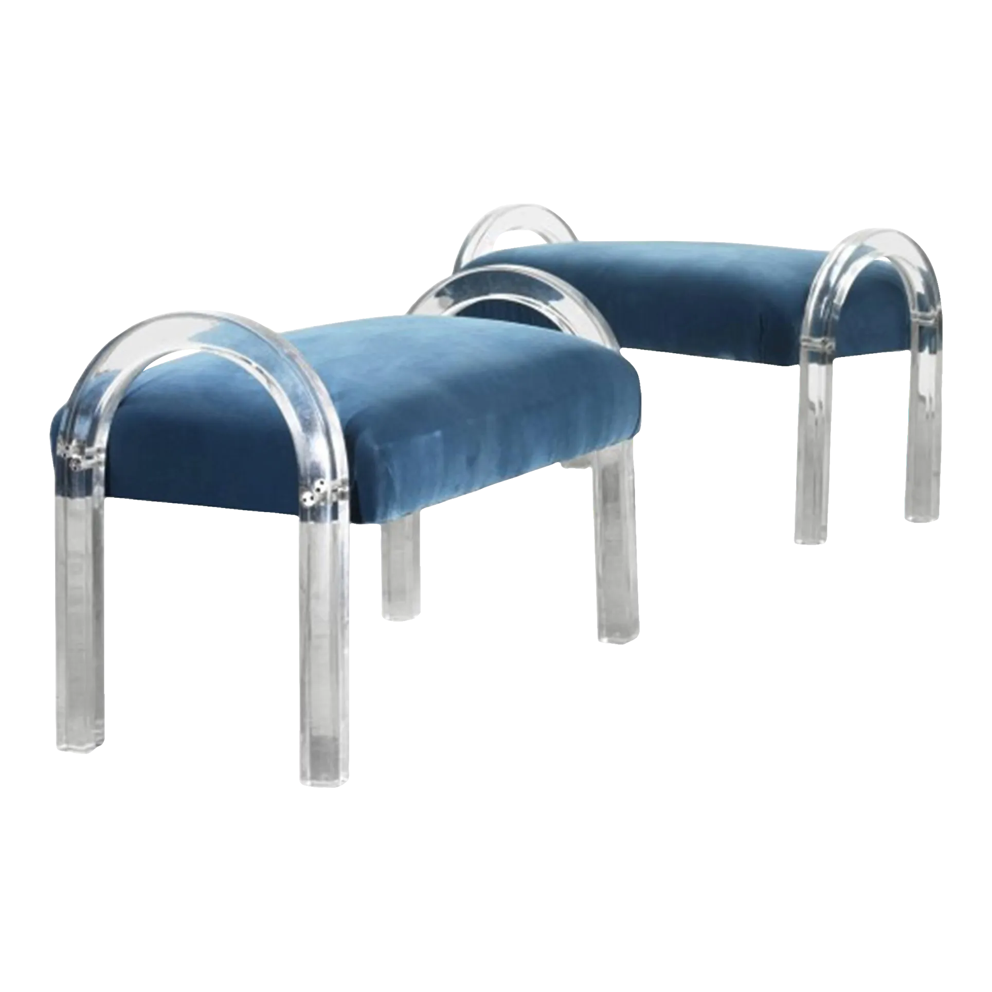 1970s Lucite Arched Benches by Charles Hollis Jones - A Pair | Chairish
