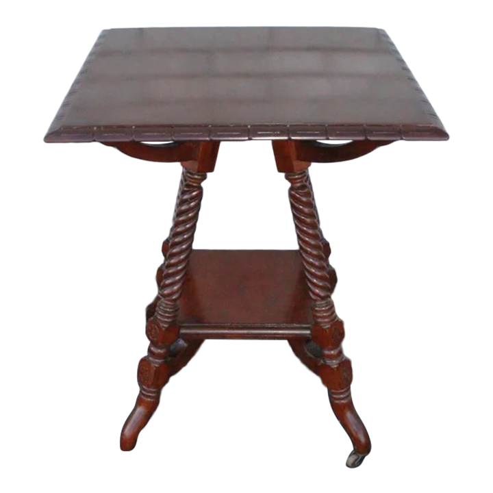 Hunzinger Style Solid Walnut American Made Carved Center Table | Chairish