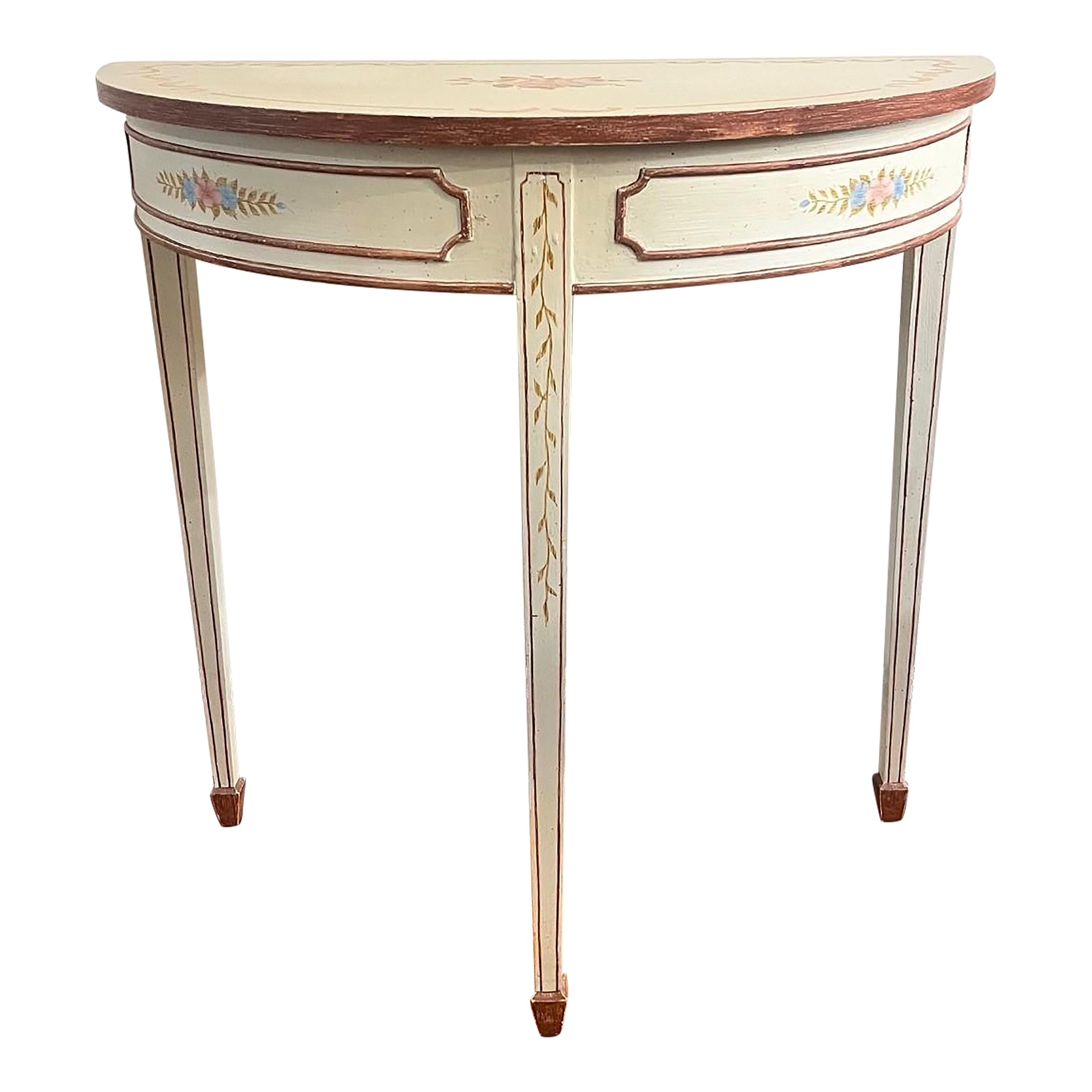 1990s Maitland-Smith Demilune Hand-Painted Console Table | Chairish