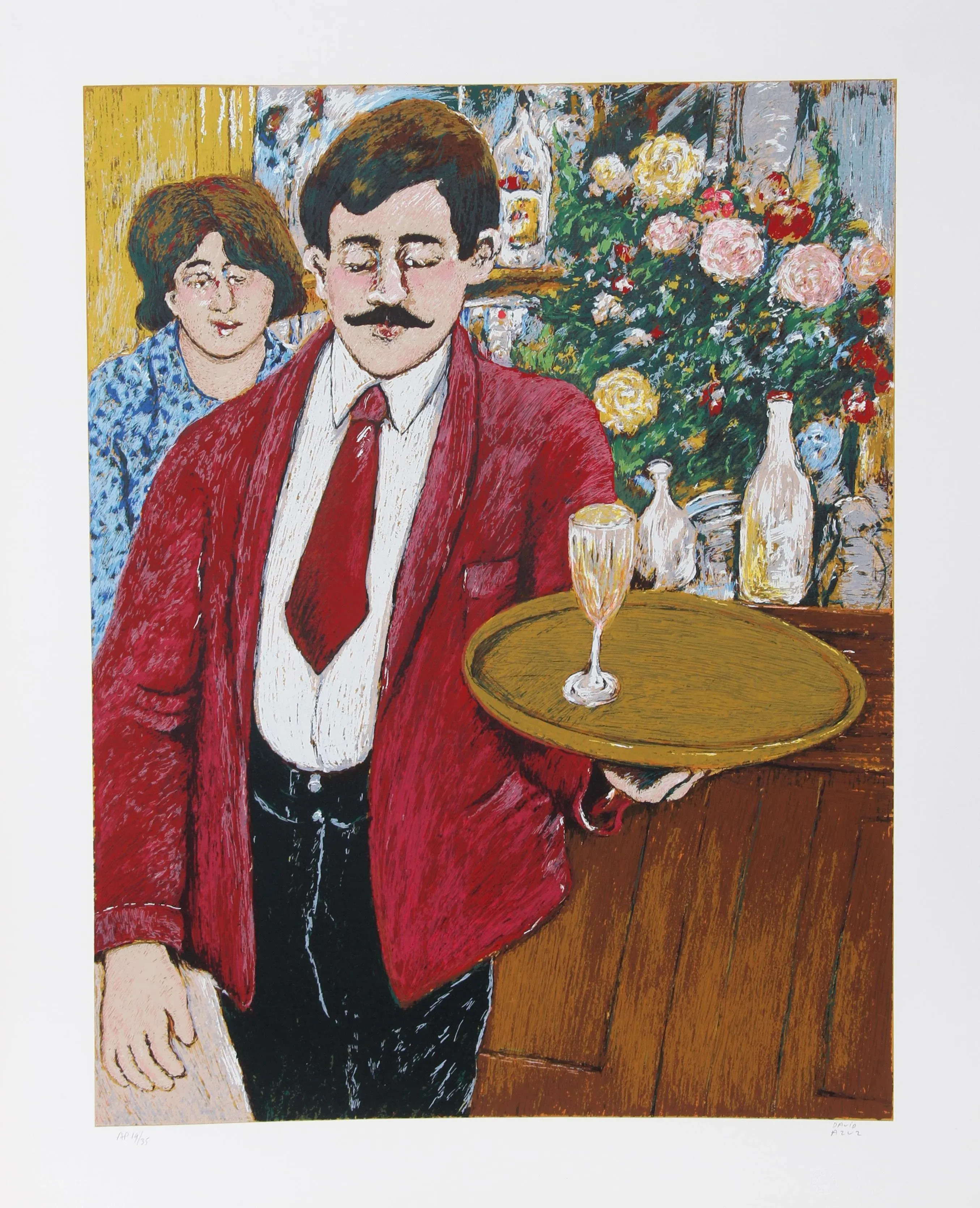 Italian Waiter, David Azuz Lithograph | Chairish
