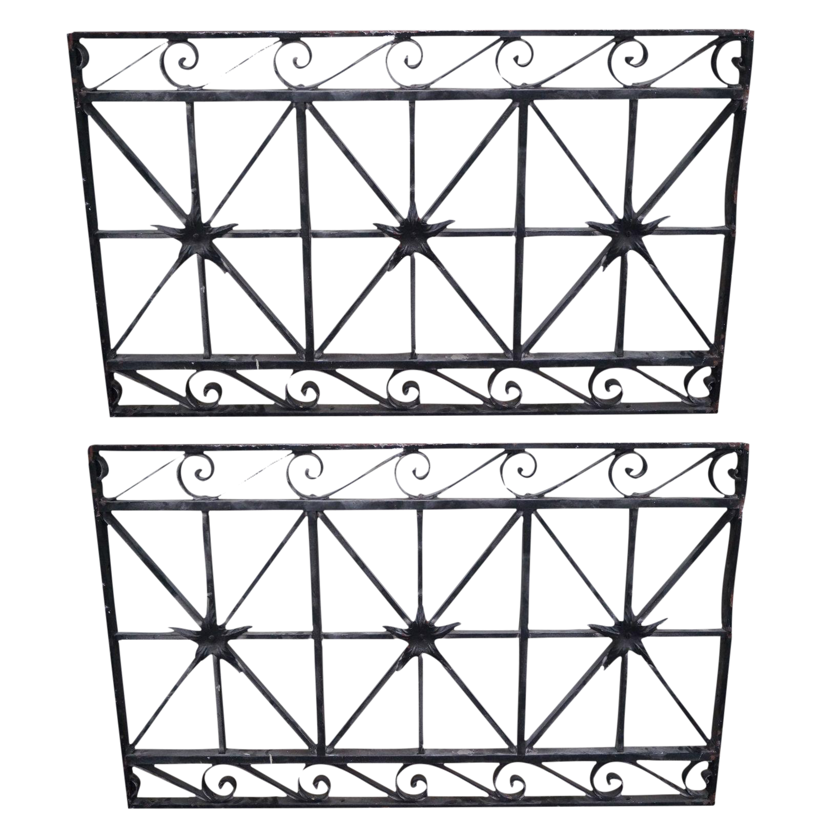 Hand Wrought Iron Black Iron Wall Grates - Pair | Chairish