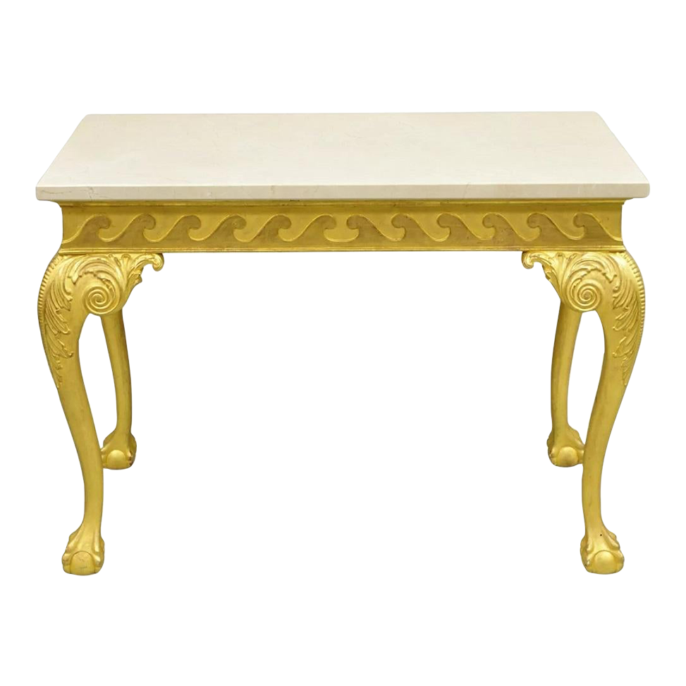 English George II Style Gold Giltwood Ball and Claw Foot Console Hall ...