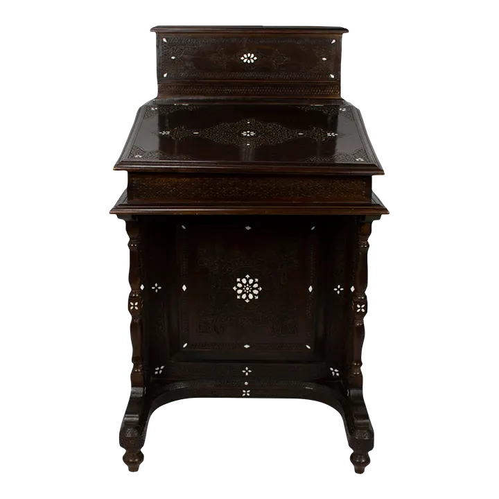 1990s Carved Wood Small Secretary | Chairish