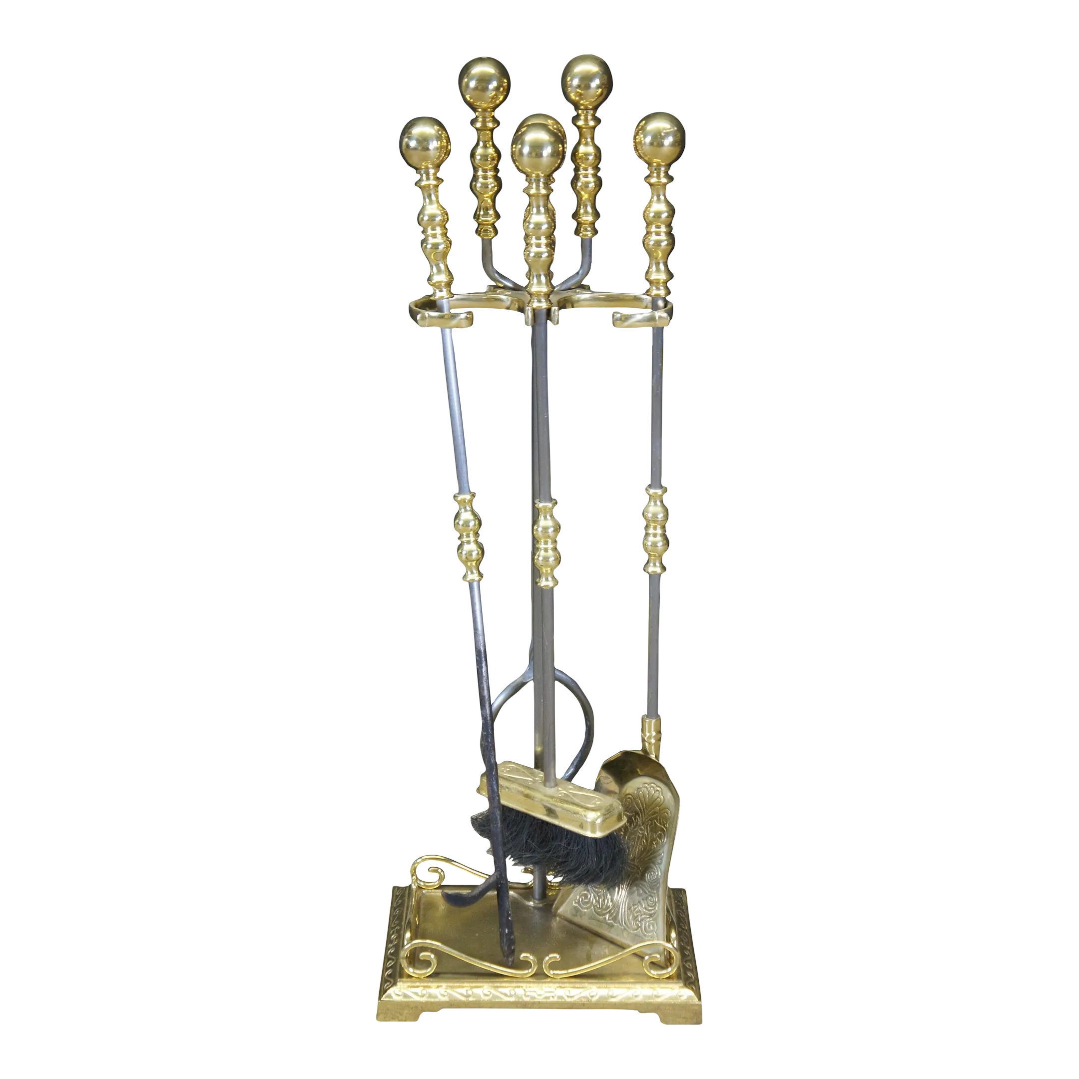 Vintage American Colonial Style Brass Fireplace Tools Hearthware Cannon ...