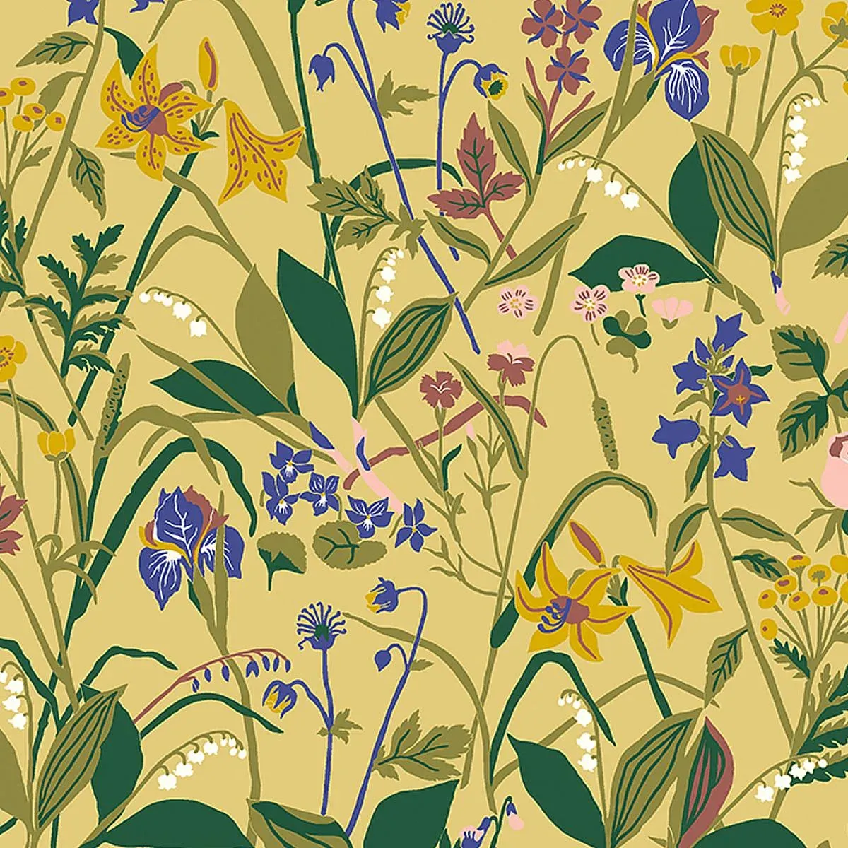 Sample - Borastapeter Ros Och Lilja Wallpaper in Ochre | Chairish