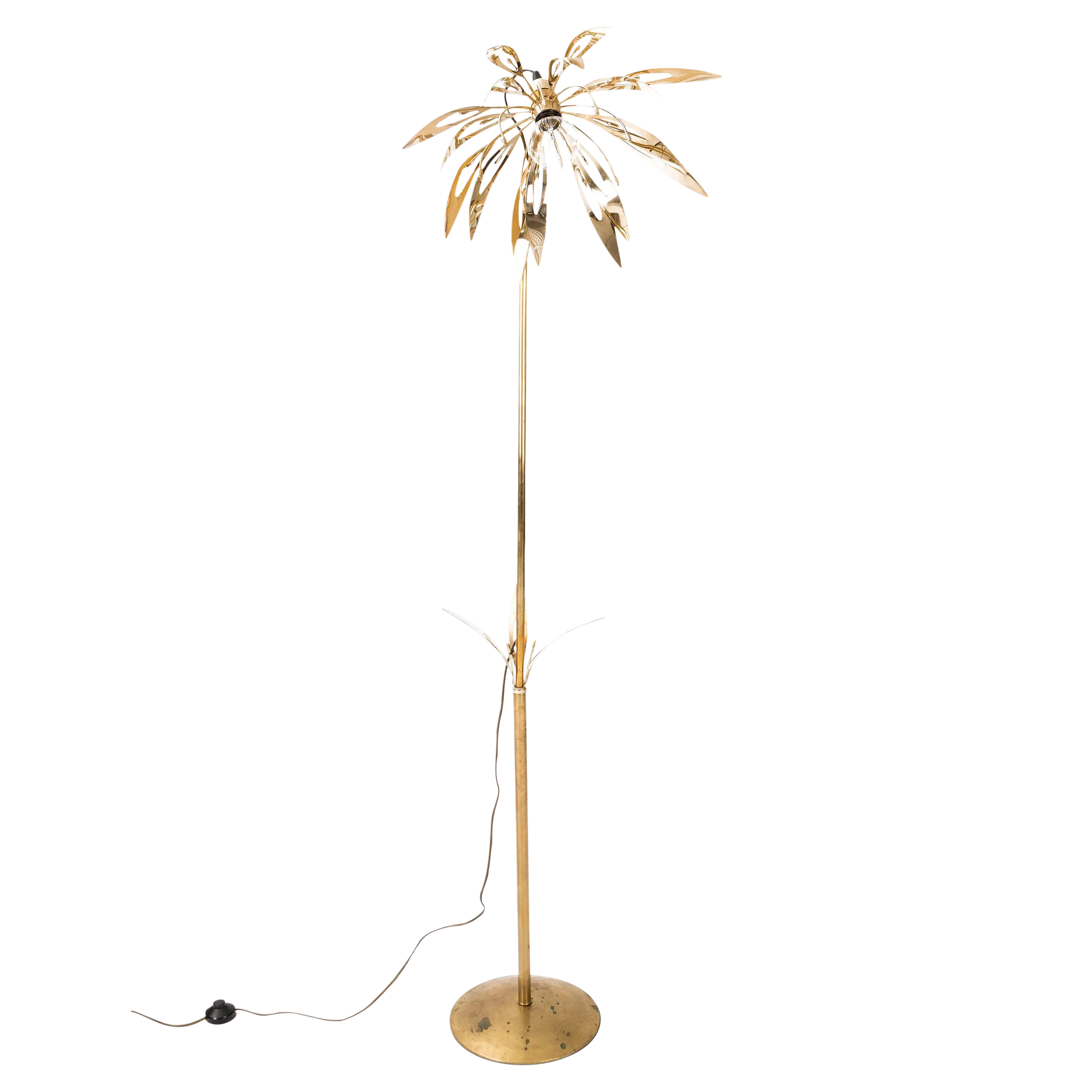 1970's Brass Palm Tree Floor Lamp | Chairish