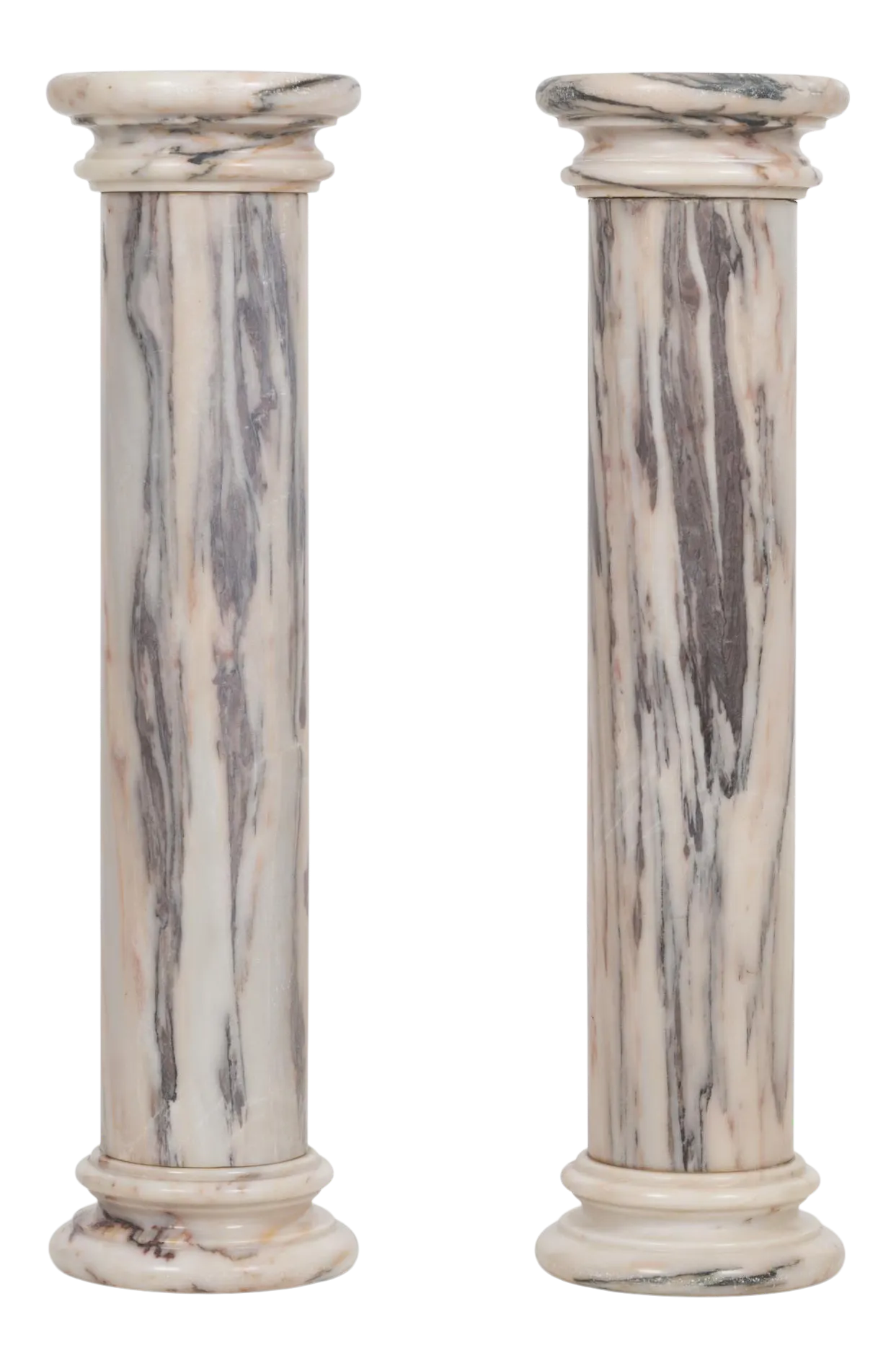 Marble Architectural Display Columns in Calacatta Pink - a Pair | Chairish