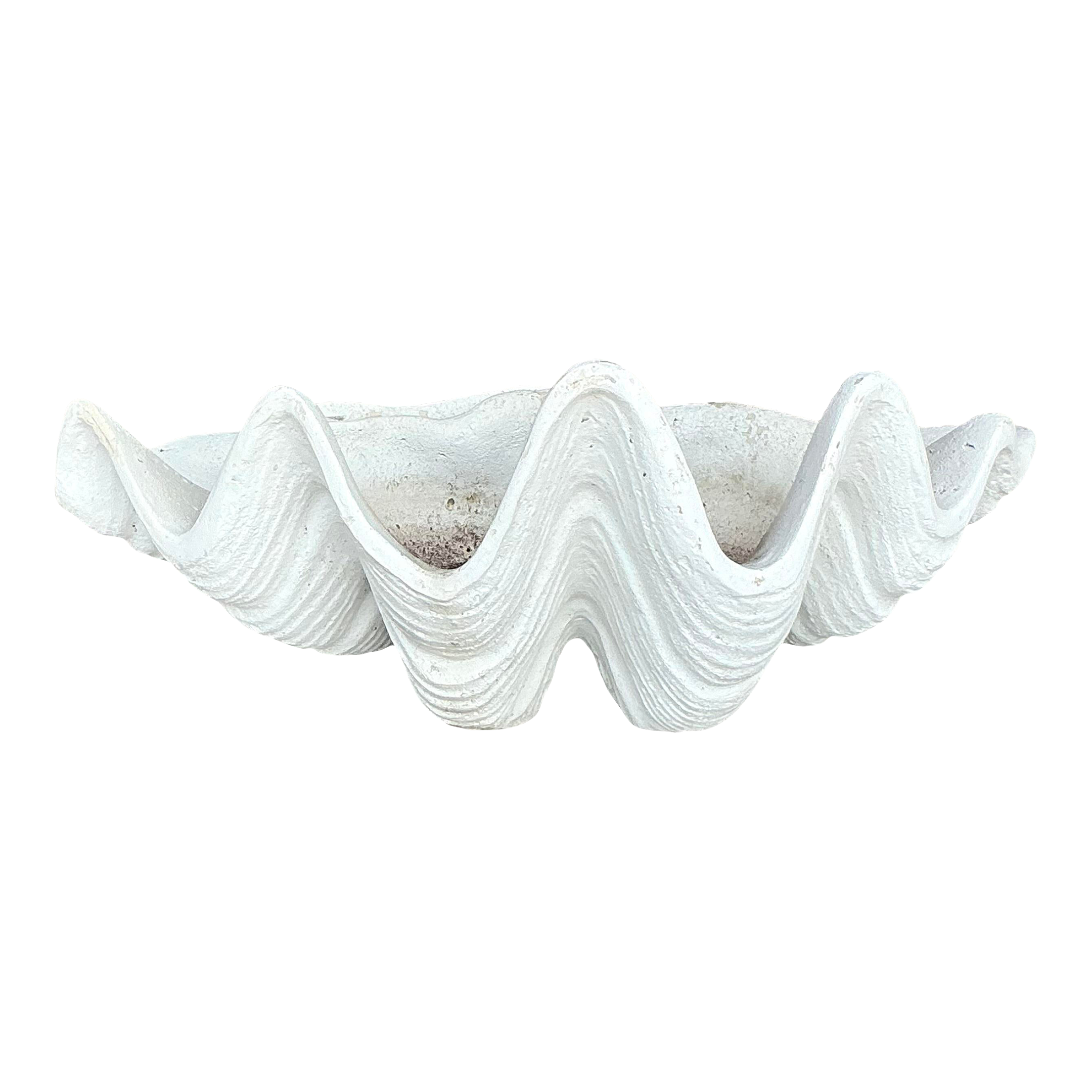 Vintage Coastal Monumental Gigas Resin Clam Shell 5 | Chairish