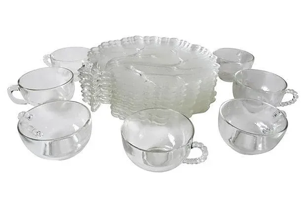 Vintage Clear Glass Breakfast Set - Set of 7 | Chairish