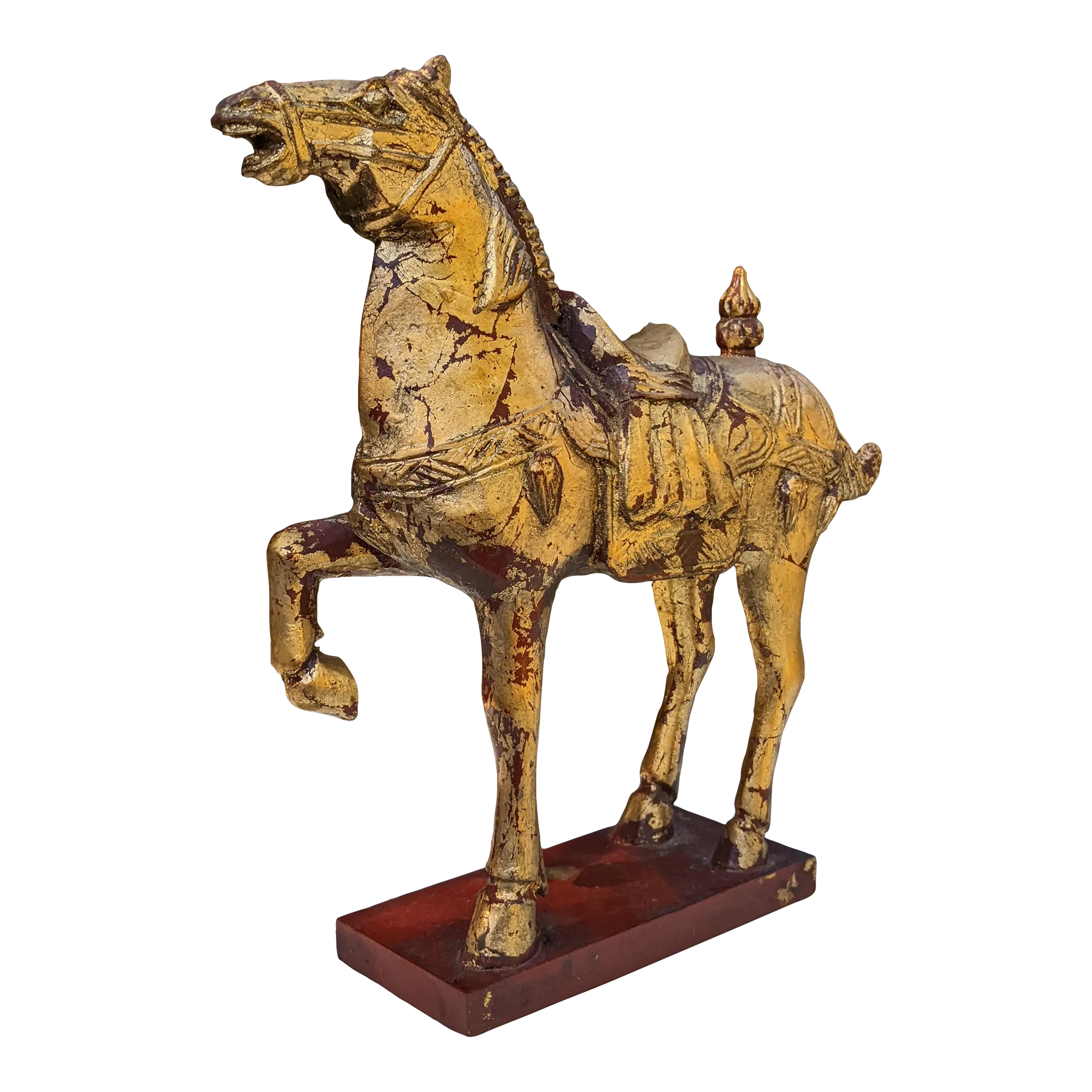 Mid 20th Century Chinese Hand-Carved Gilt Wood Stylized Tang Horse ...