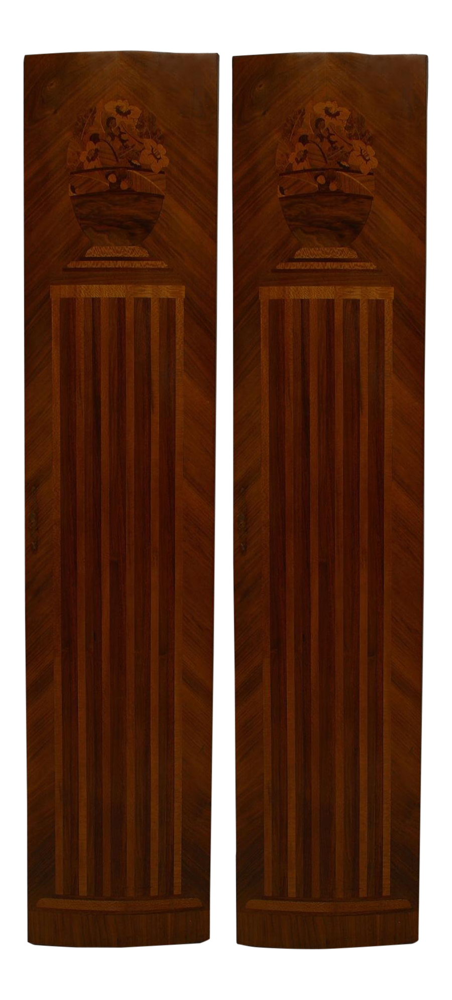 French Art Deco Kingwood Veneered Pilaster Panels - a Pair | Chairish
