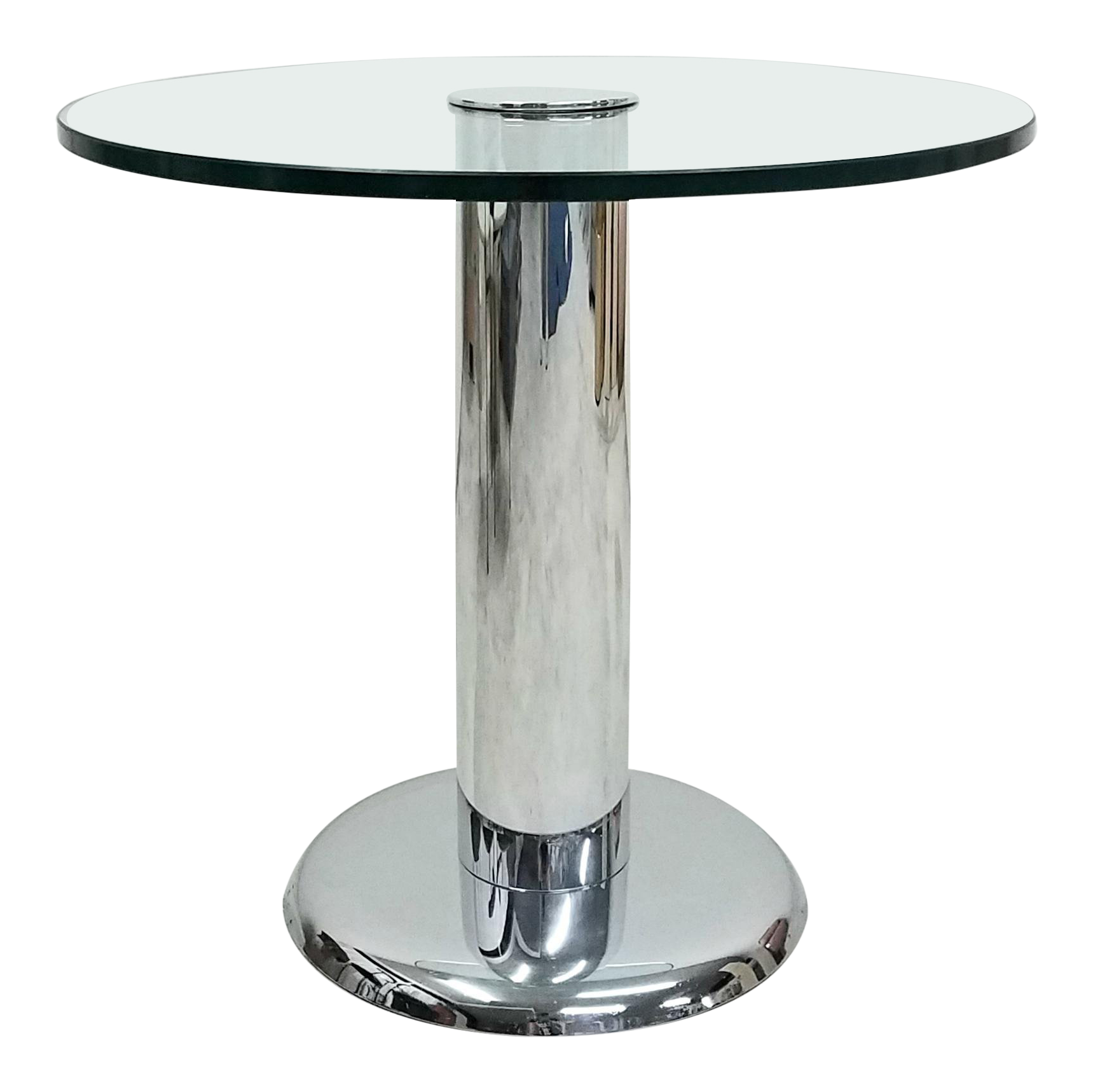 Vintage Round Chrome and Glass Center Table | Chairish